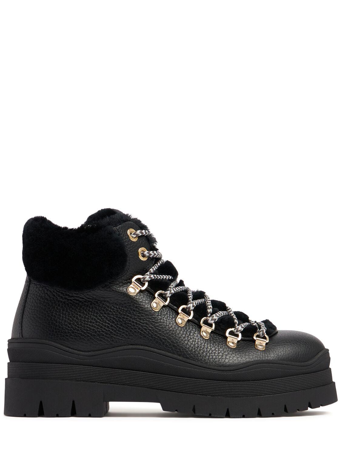 Bogner Leather Lace-Up Hiking Boots in Black | Lyst
