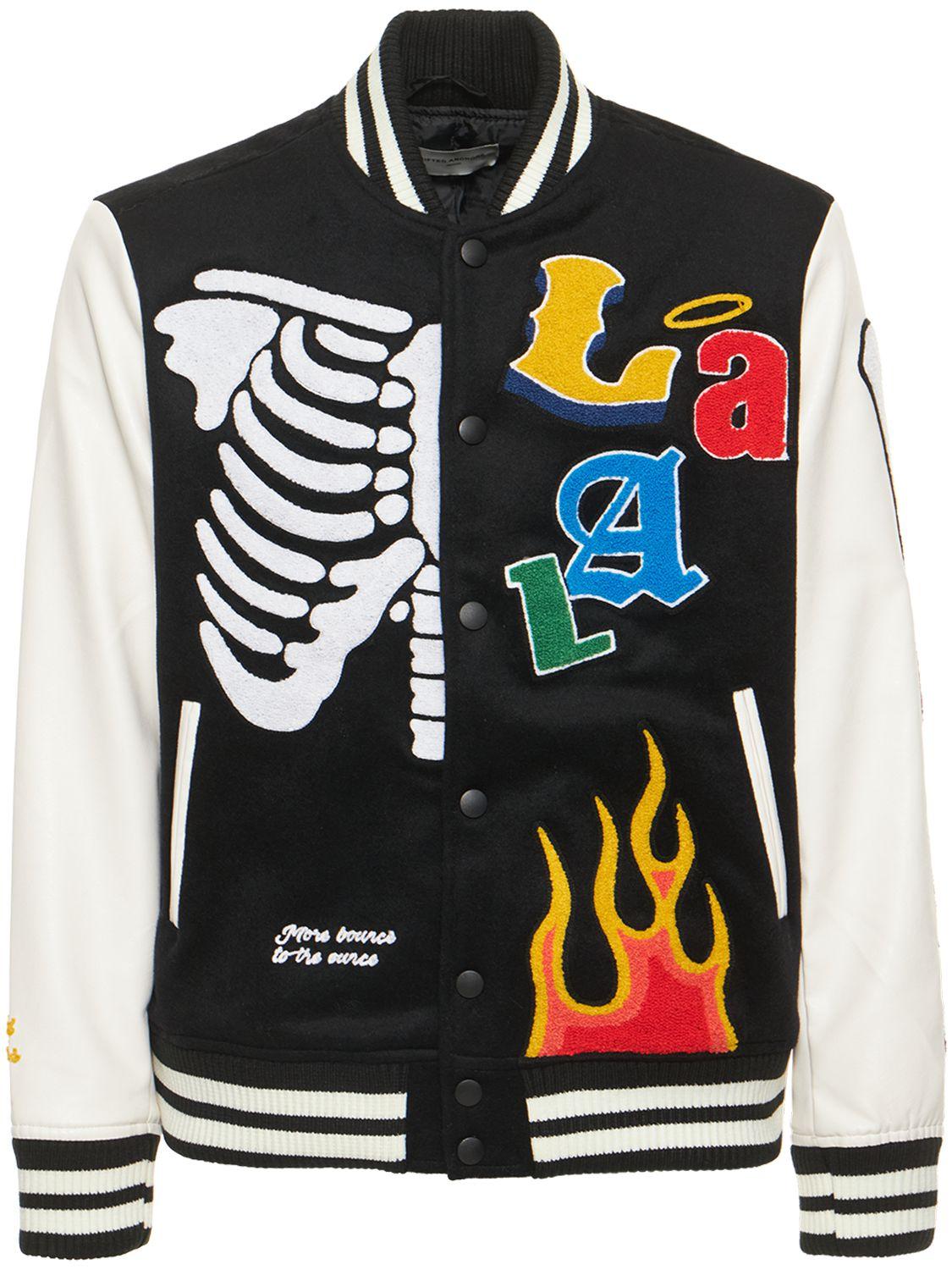 Lifted Anchors Bridges Chenille Varsity Jacket in Black for Men | Lyst UK