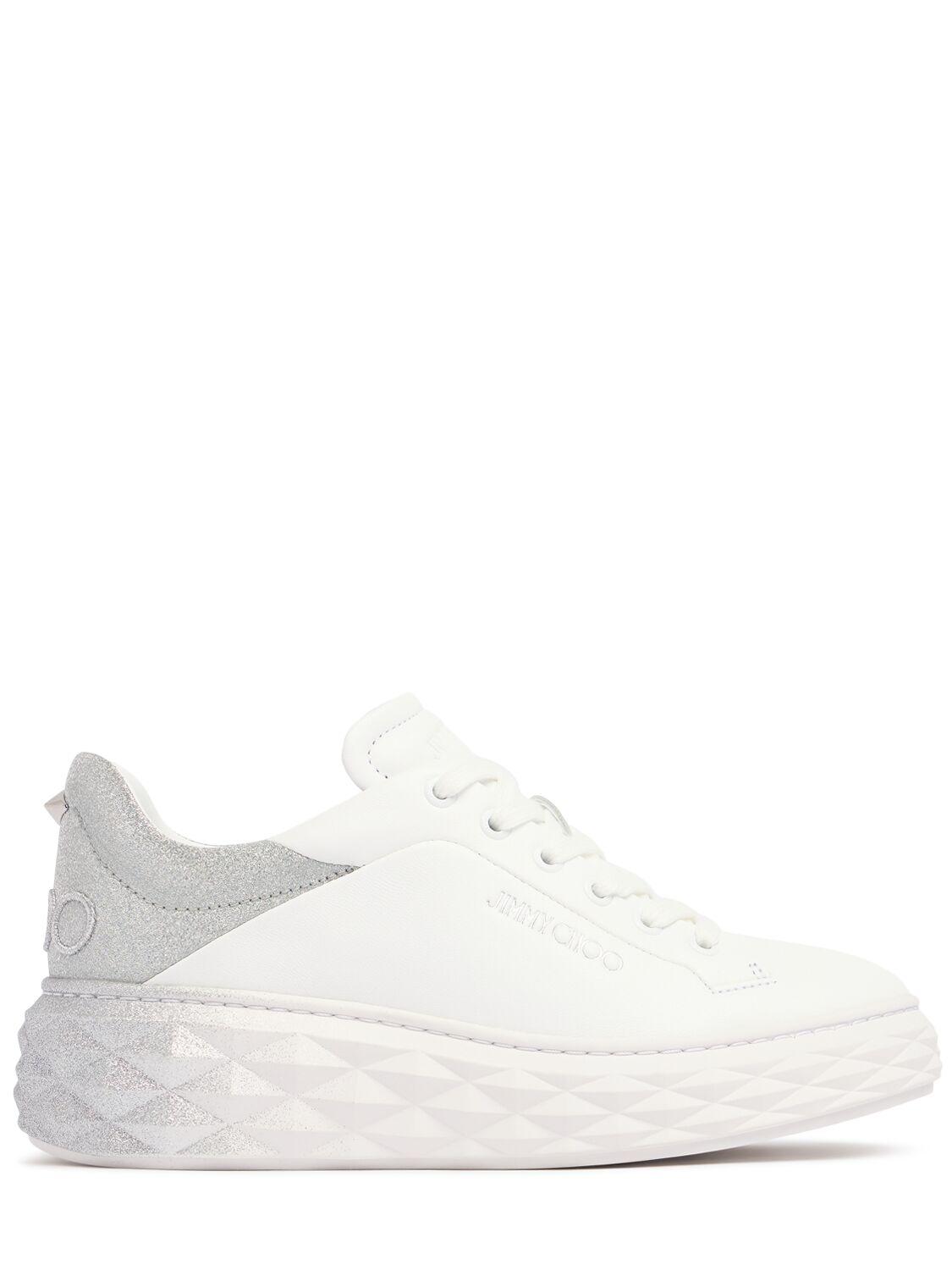 Jimmy Choo Diamond Maxi Leather Sneakers in White | Lyst