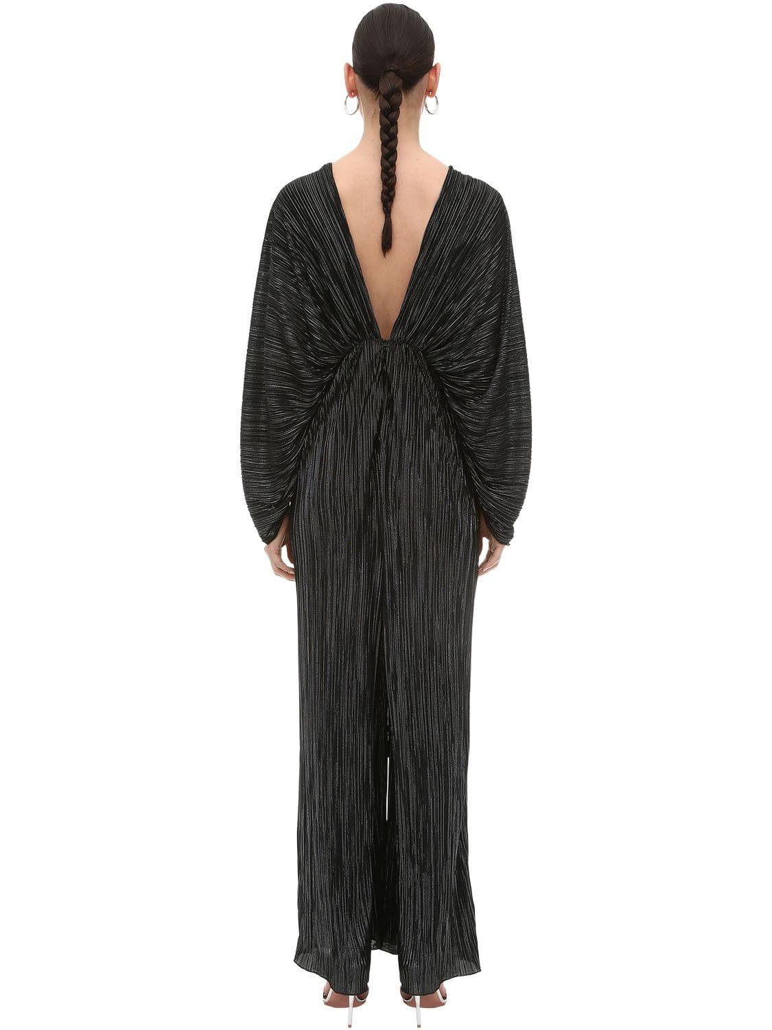 ROTATE BIRGER CHRISTENSEN Long Lurex Jumpsuit in Black - Lyst