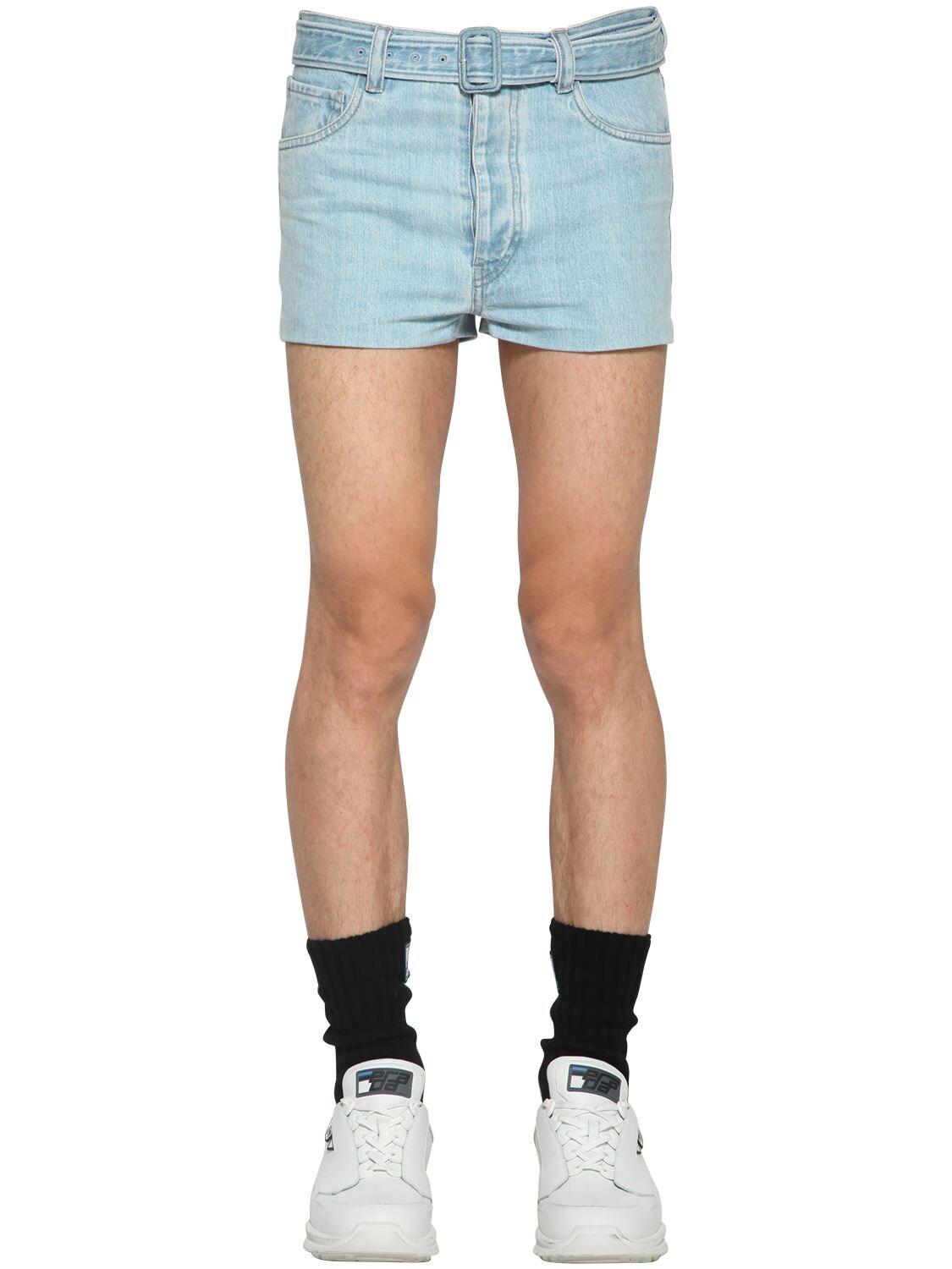 Prada Denim Jean Shorts W/ Belt in Blue for Men - Lyst