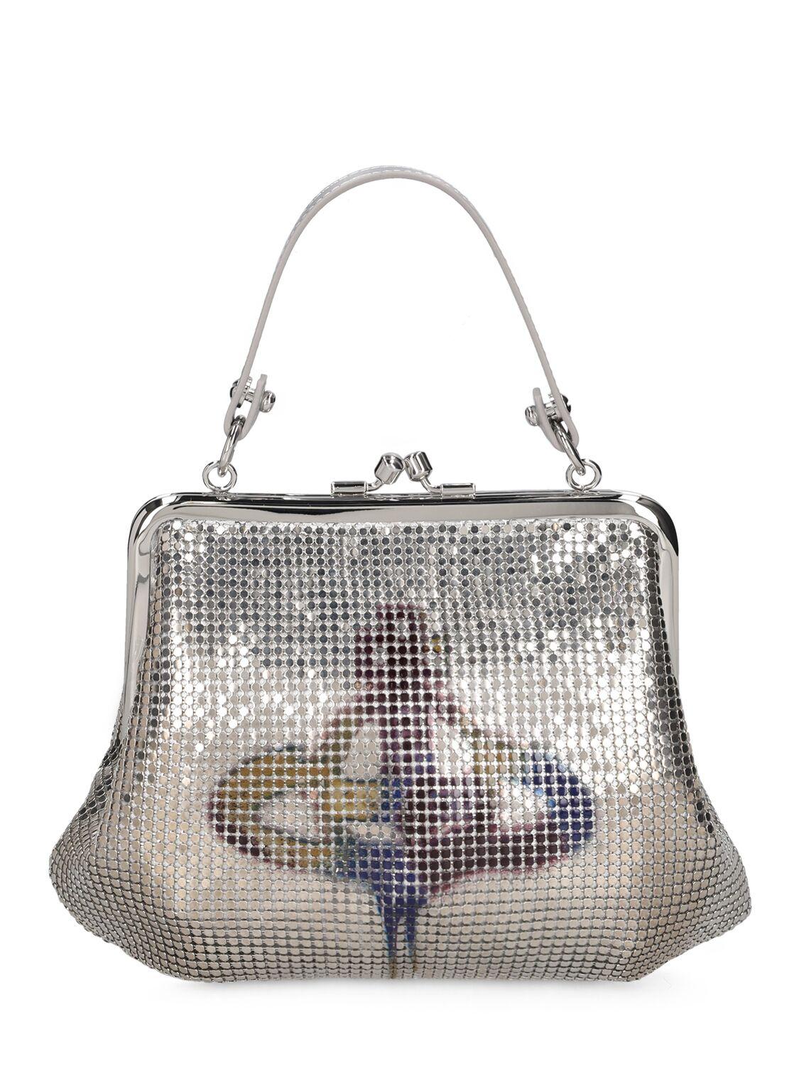 Vivienne Westwood Granny Frame Metallic Top Handle Bag in White | Lyst UK