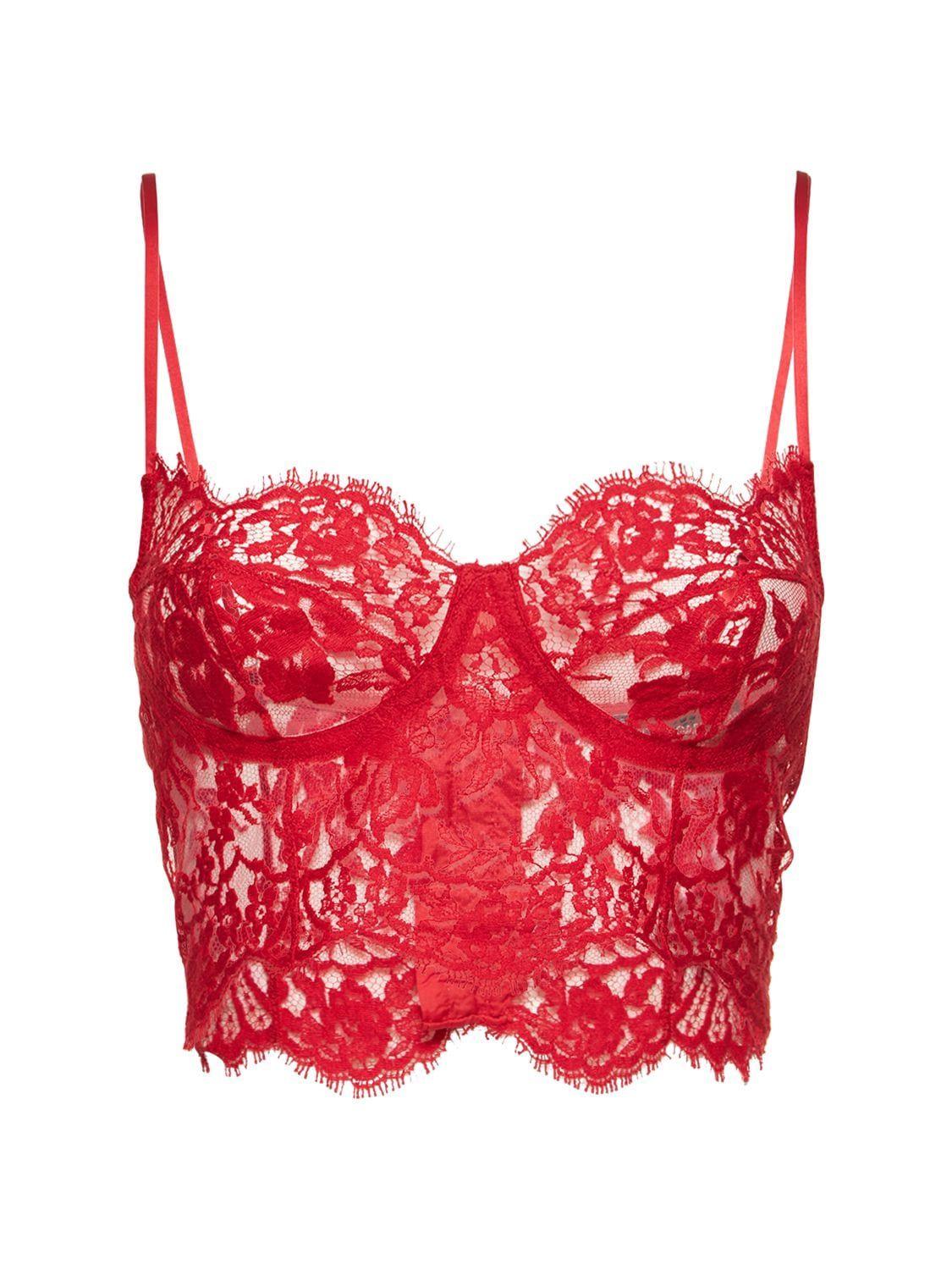 Dolce And Gabbana Lace Bralette Bra In Red Lyst