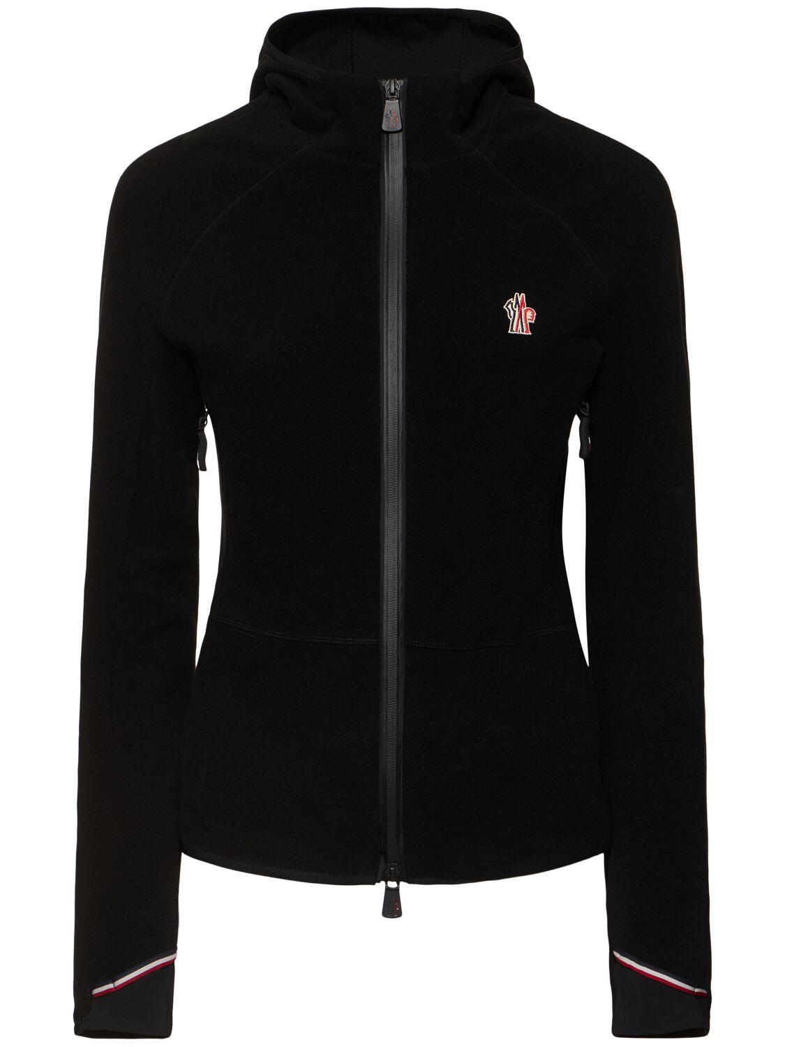Moncler Tech Zip-up Hoodie in Black | Lyst