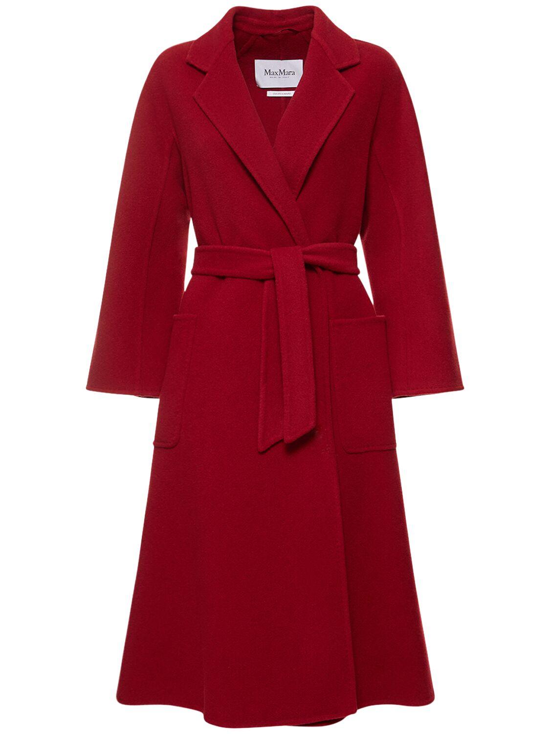 Max Mara Ludmilla1 Cashmere Long Coat W/ Belt in Red | Lyst