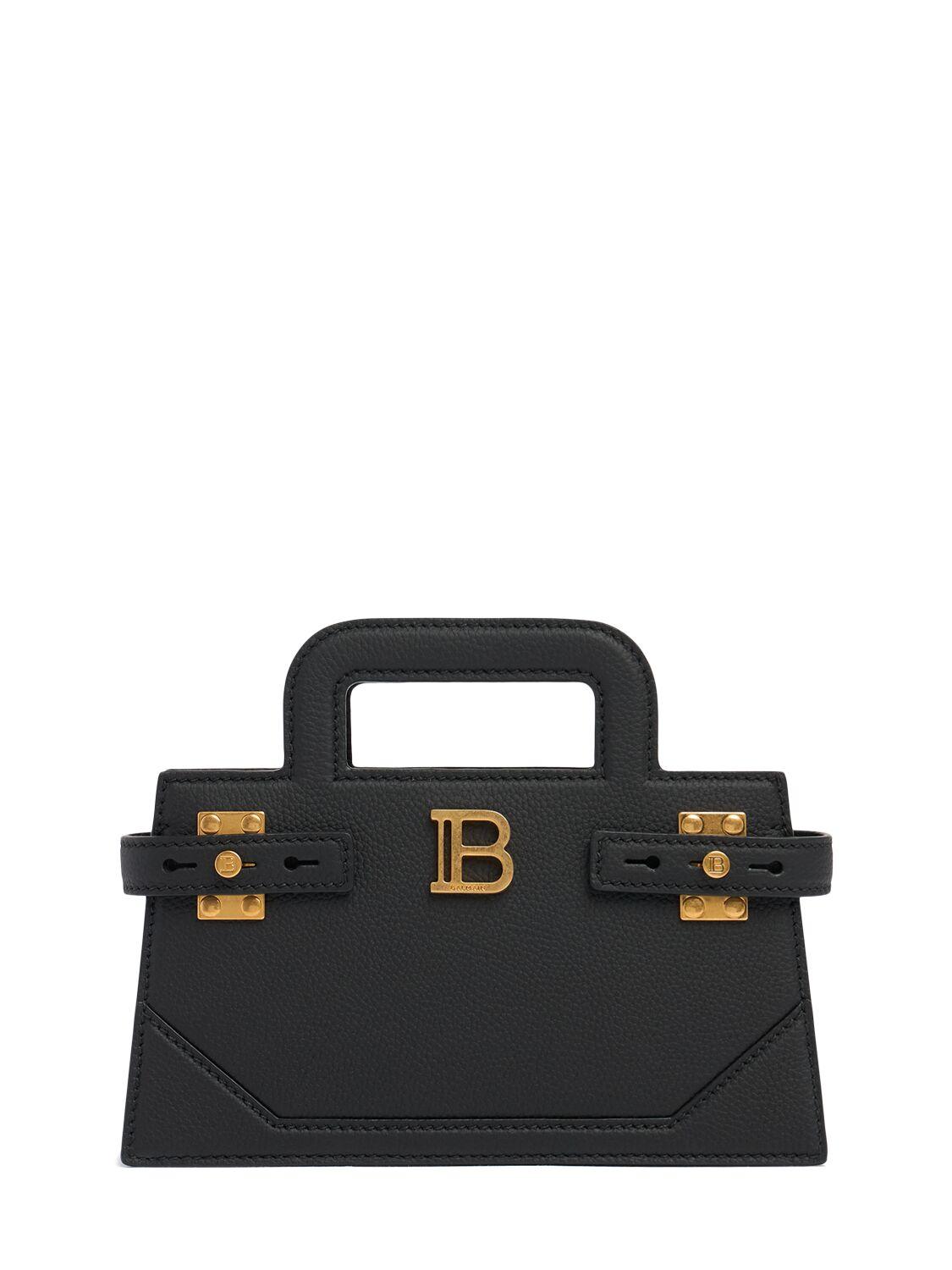 Balmain Small B-buzz Leather Top Handle Bag in Black | Lyst