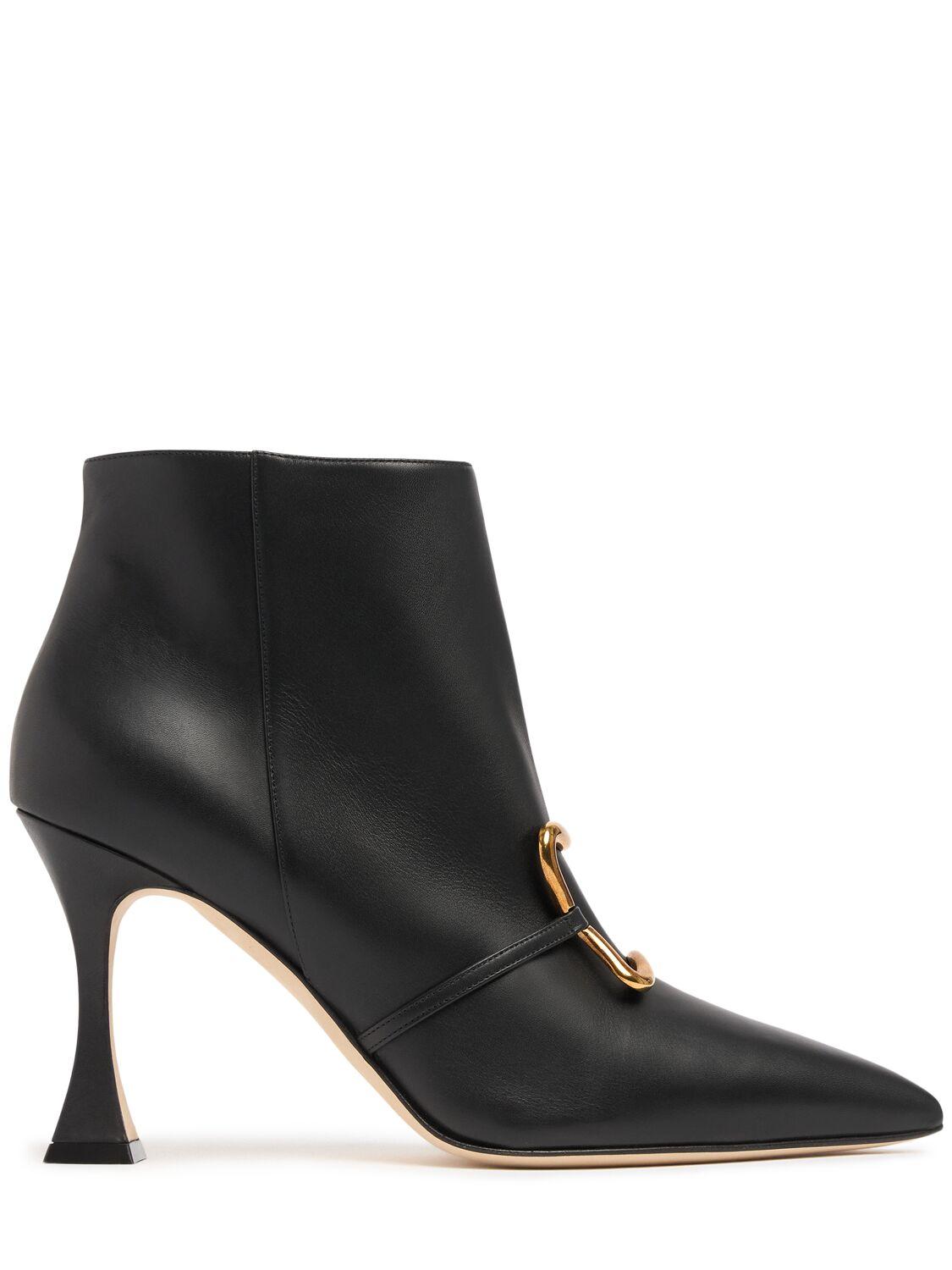 Manolo Blahnik 90Mm Appol Leather Ankle Boots in Black | Lyst
