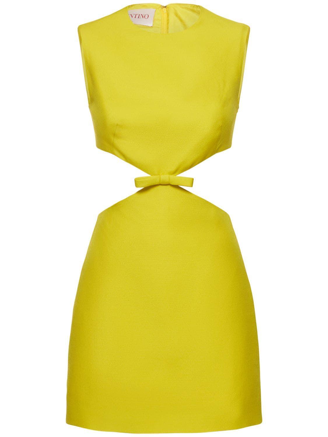 Valentino Crepe Couture Cutout Bow Mini Dress In Yellow Lyst