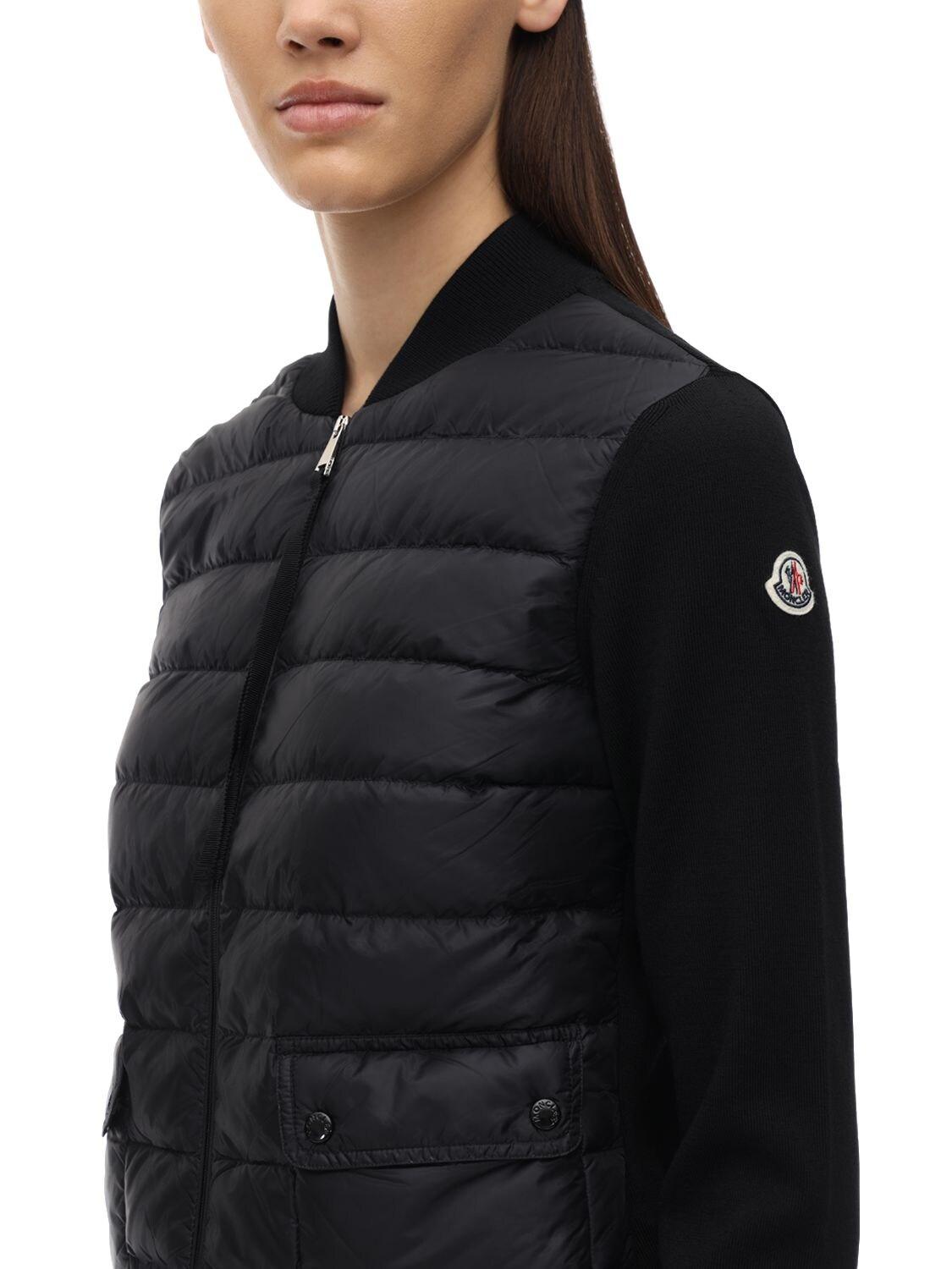 Moncler Wool Knit & Nylon Down Hybrid Jacket in Black - Lyst