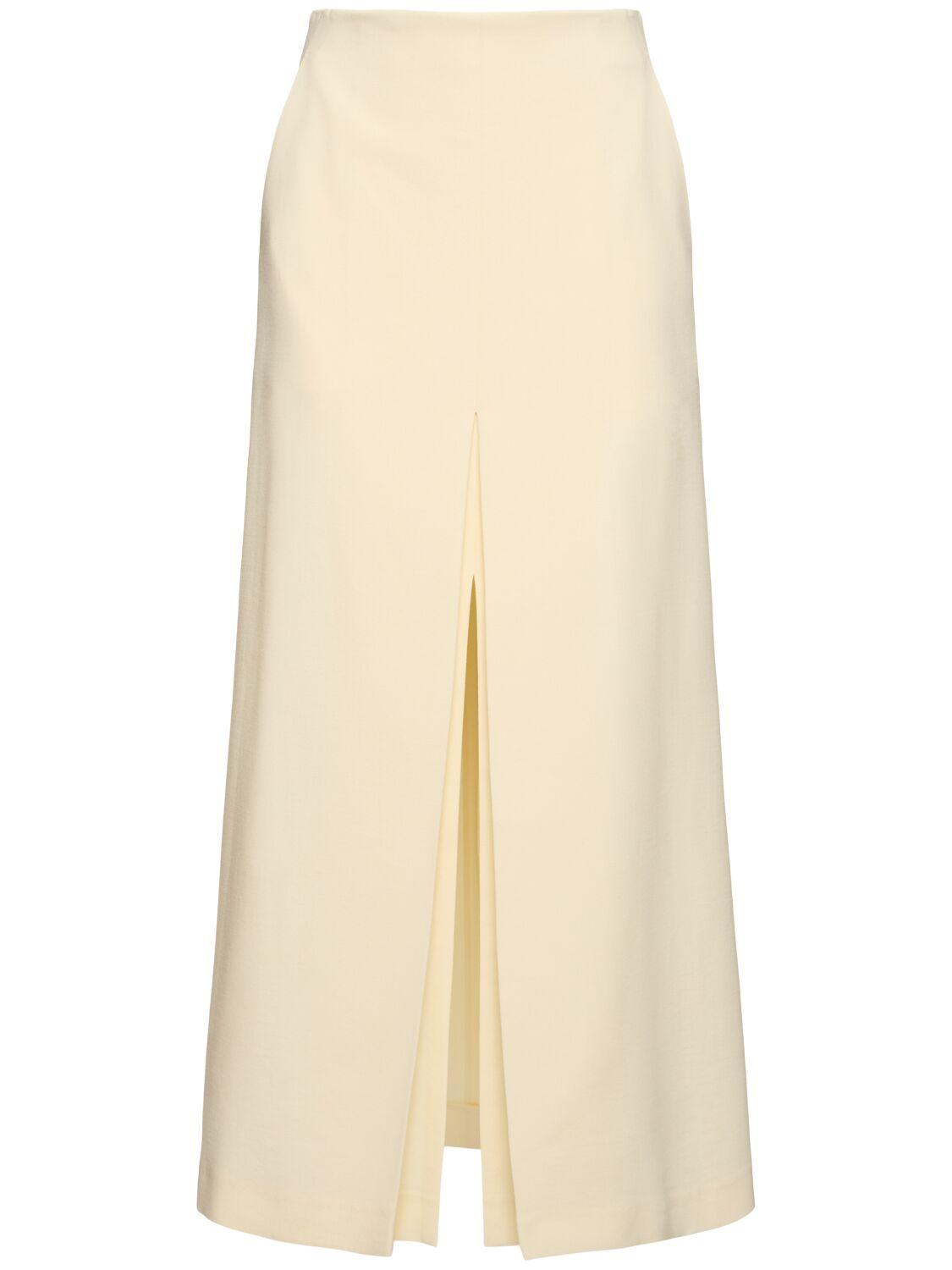 AURALEE Wool Blend Long Skirt in Natural | Lyst