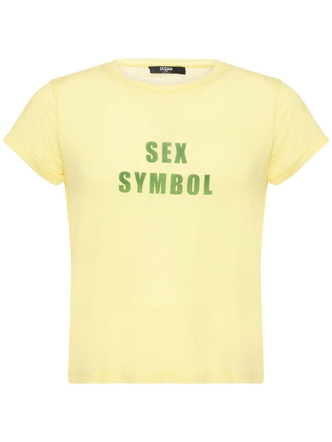 Jaded London Sex Symbol Flocked Viscose T Shirt In Yellow For Men Lyst