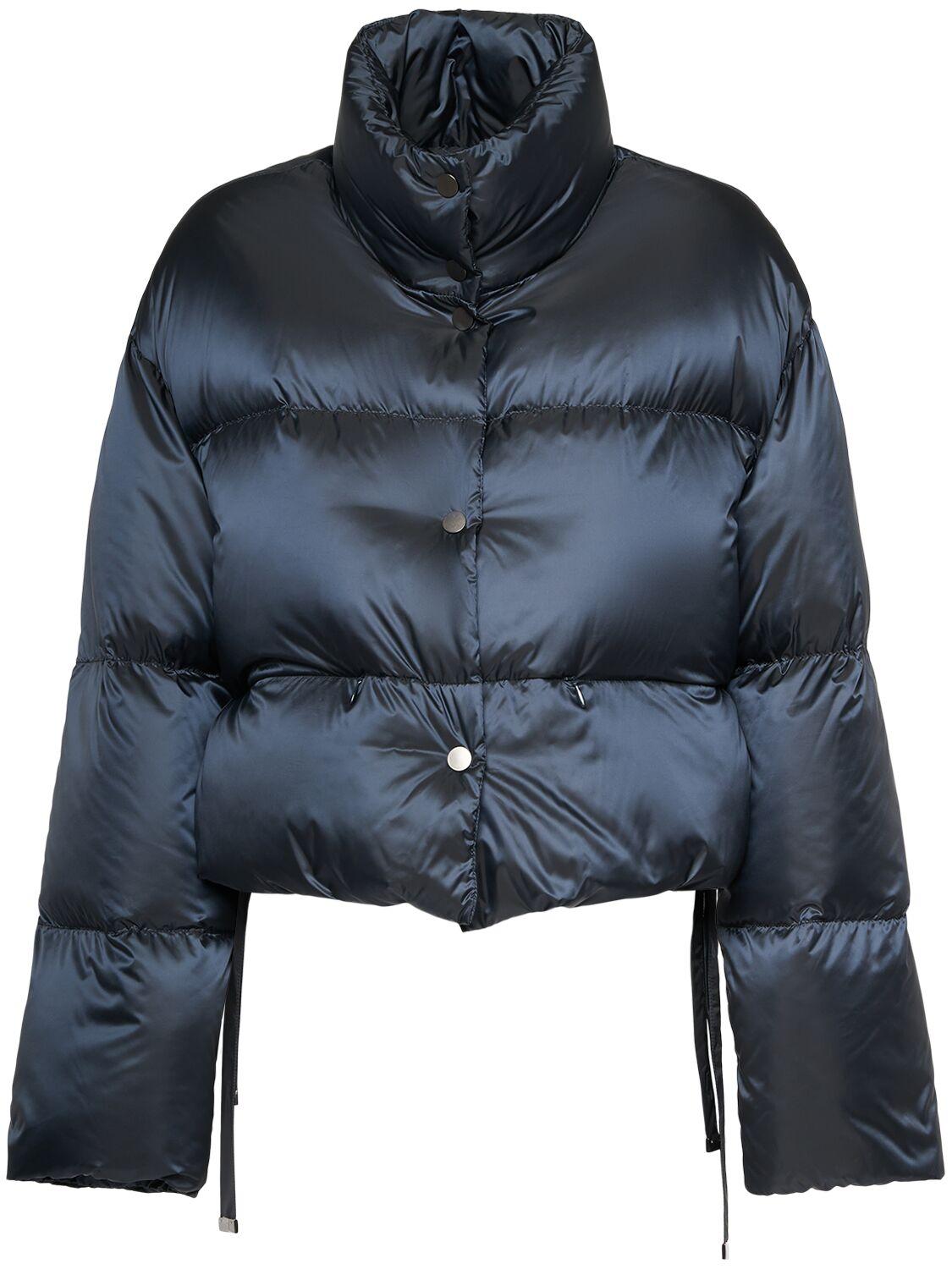 Max Mara Tredi Waterproof Nylon Down Short Jacket in Blue | Lyst