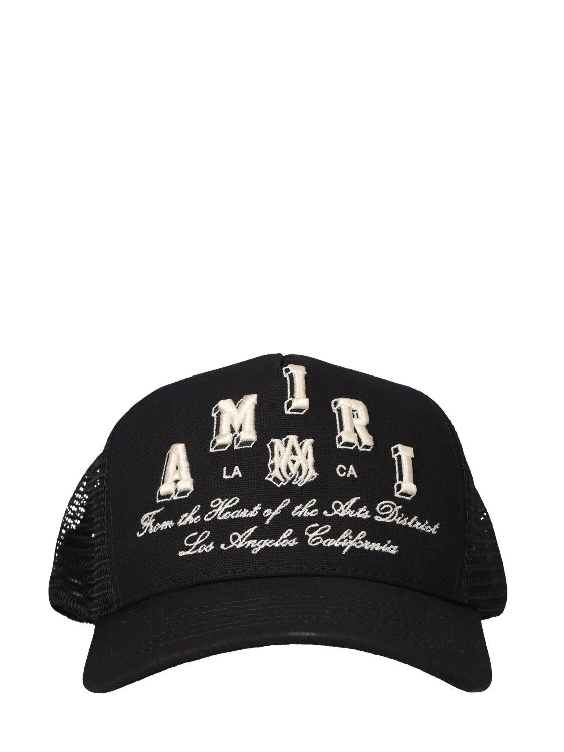 Amiri Logo-embroidered Cotton Trucker Cap in Black for Men | Lyst