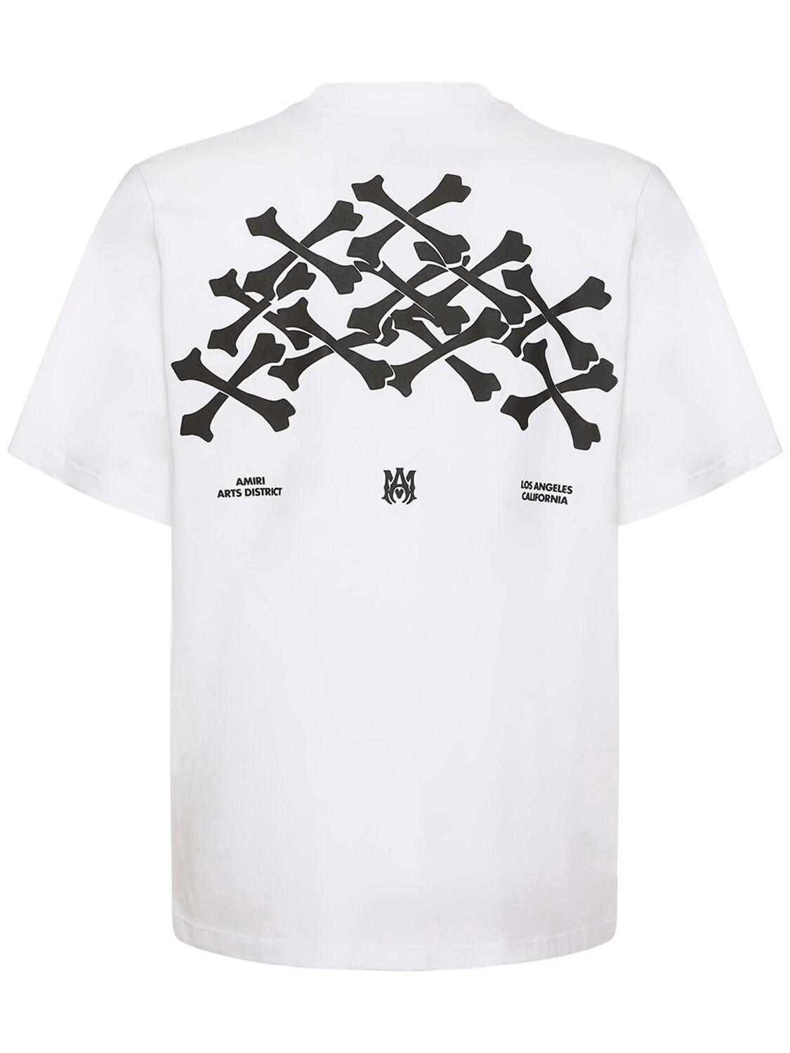 Amiri Hollywood Bones Stacked Logo T-Shirt in White for Men | Lyst
