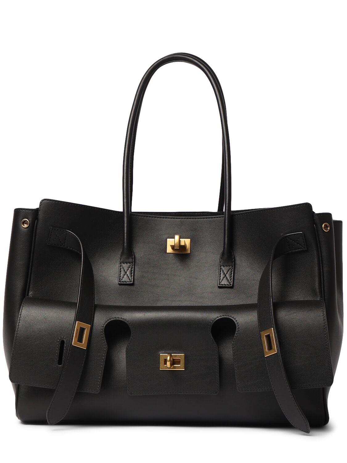 Balenciaga Medium Bel Air Leather Tote Bag in Black | Lyst