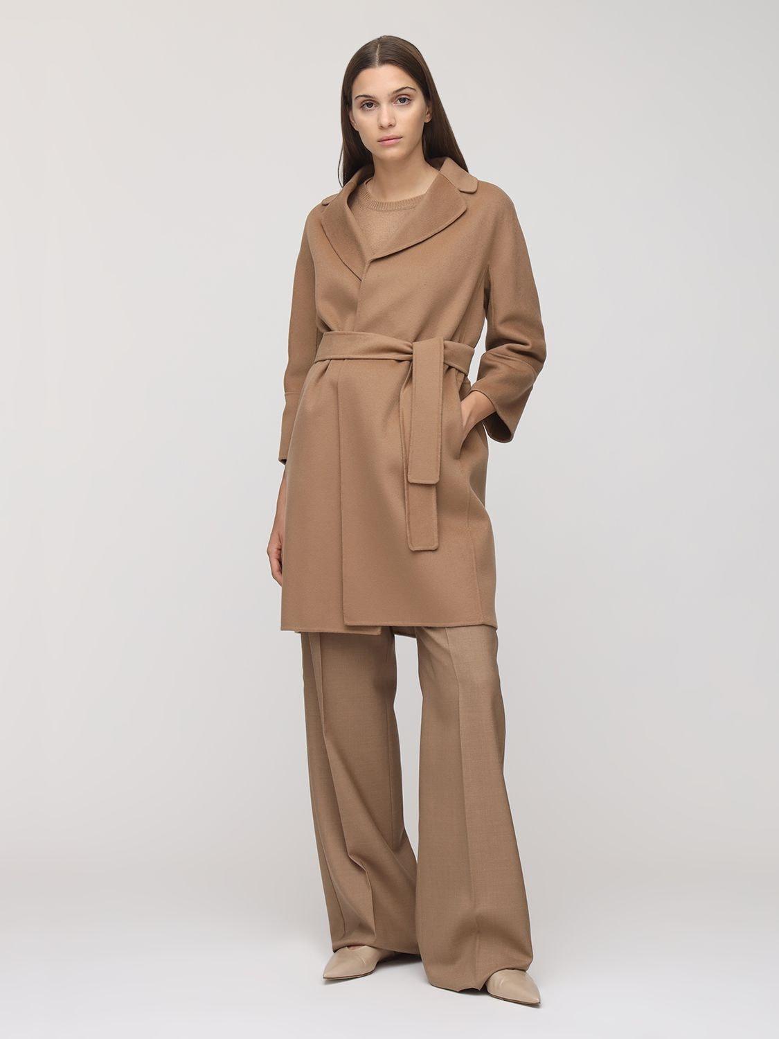 Max Mara Arona Short Wool Wrap Coat in Camel (Natural) - Save 49% - Lyst
