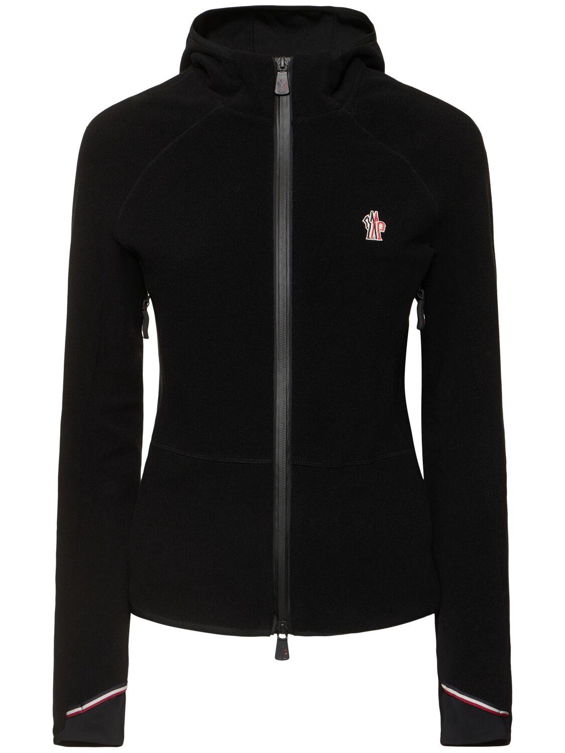 Moncler Tech Zip-up Hoodie in Black | Lyst