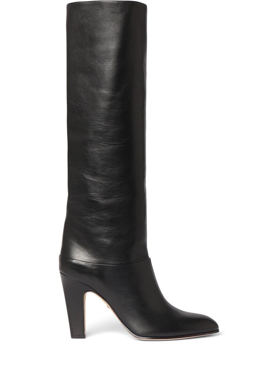 Chloé 85mm Eve Leather Tall Boots in Black | Lyst