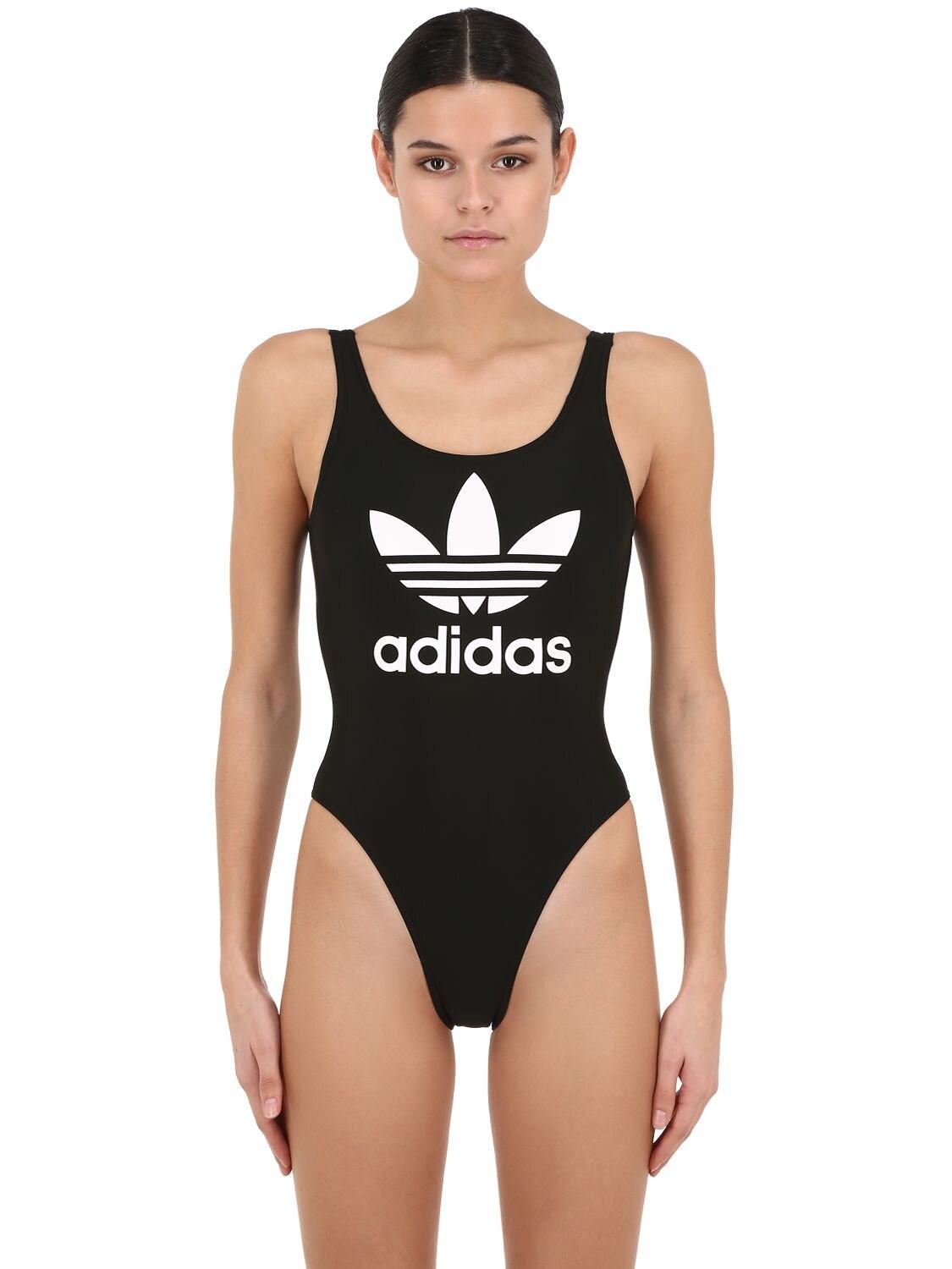 Adidas Originals Trefoil One Piece Swimsuit In Black Lyst