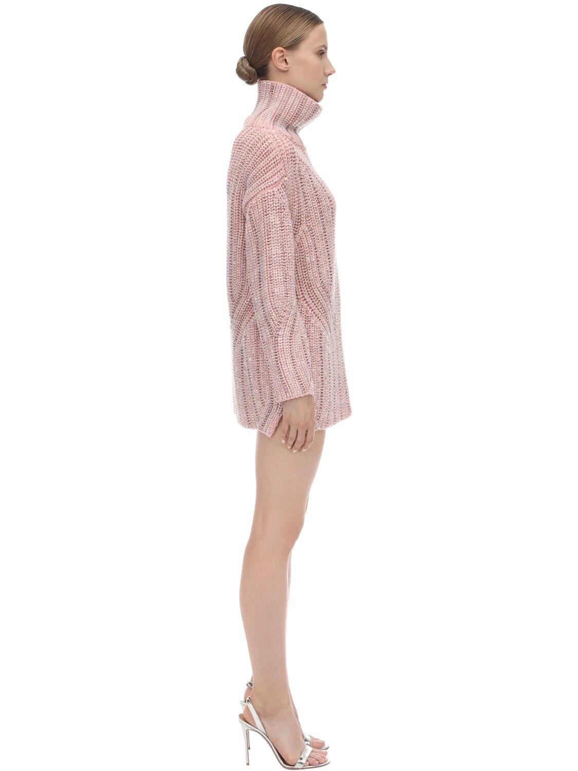 Ermanno Scervino Embellished Wool Knit Mini Dress in Pink - Lyst