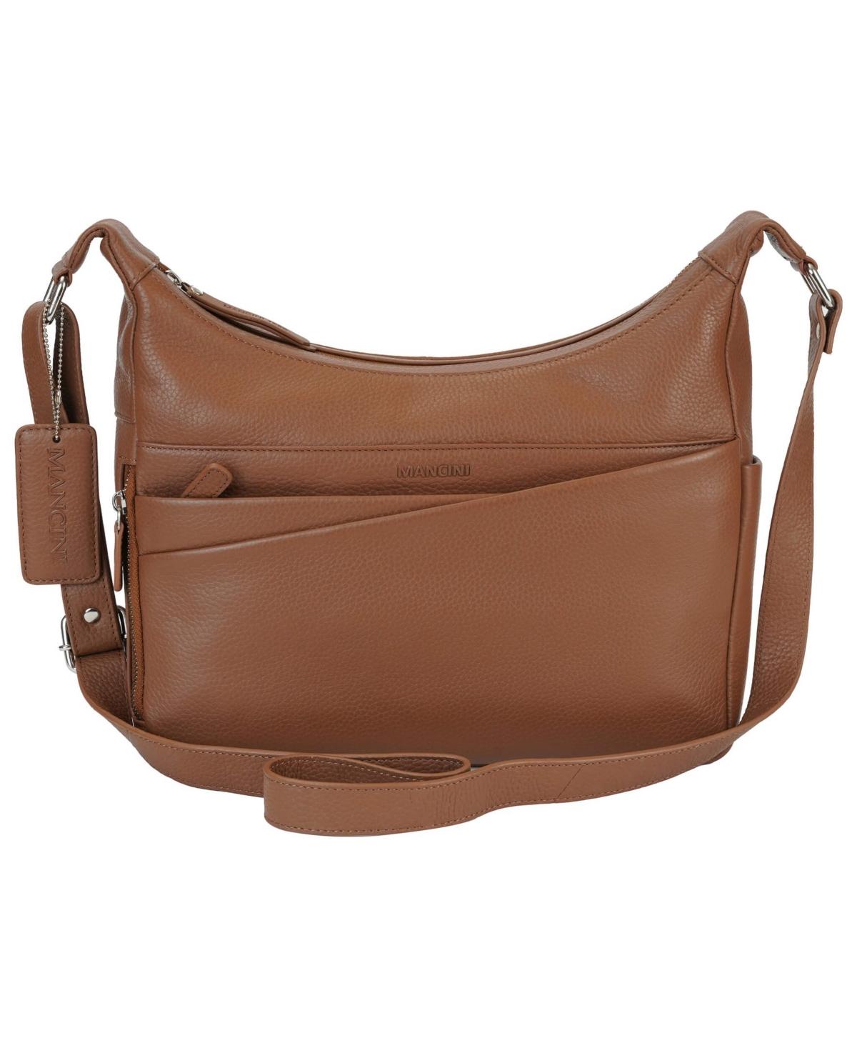 Mancini Pebble June Leather Crossbody Handbag in Brown | Lyst