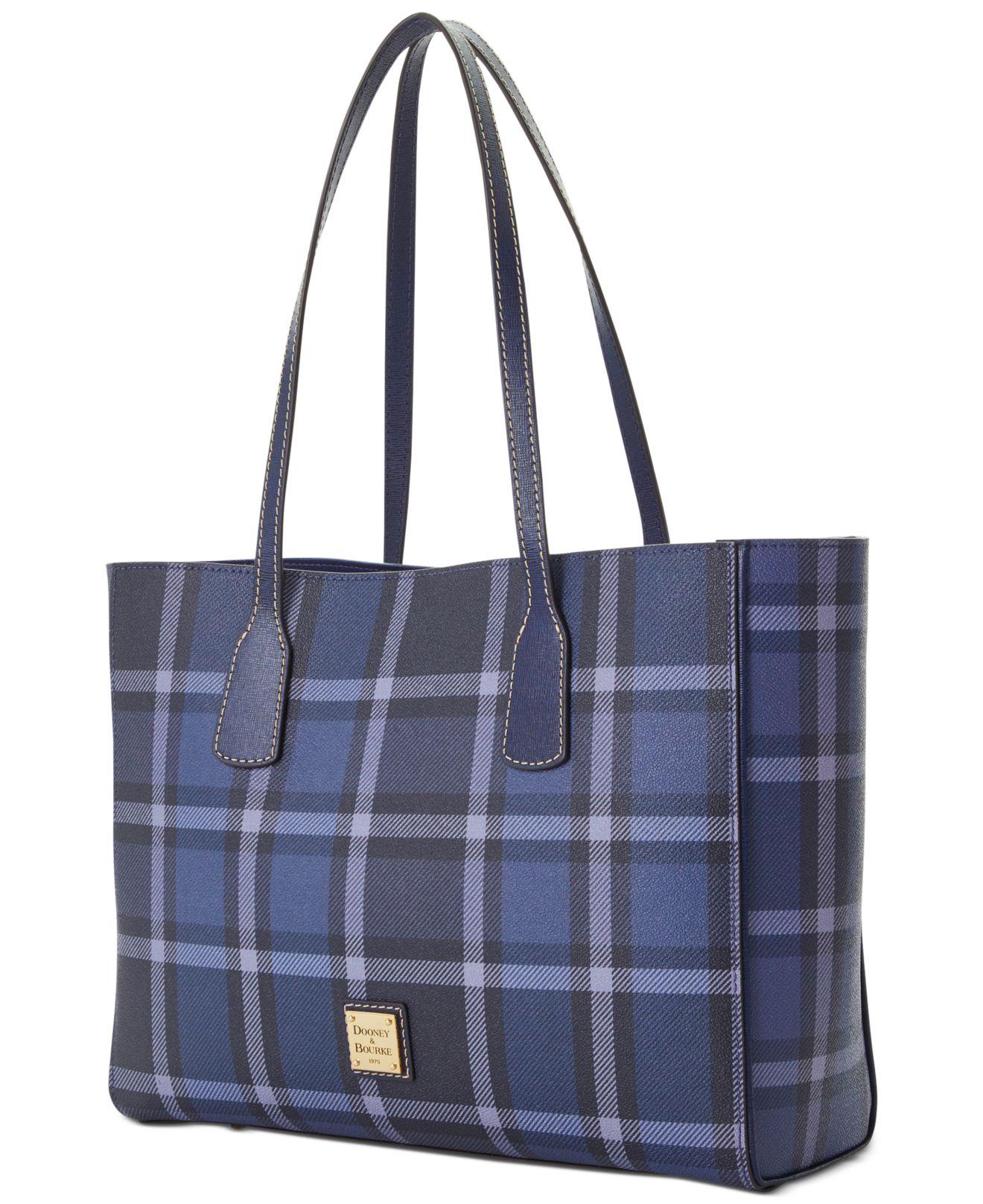 Dooney & Bourke Graham Coated Cotton Ashton Tote in Blue/Gold (Blue ...
