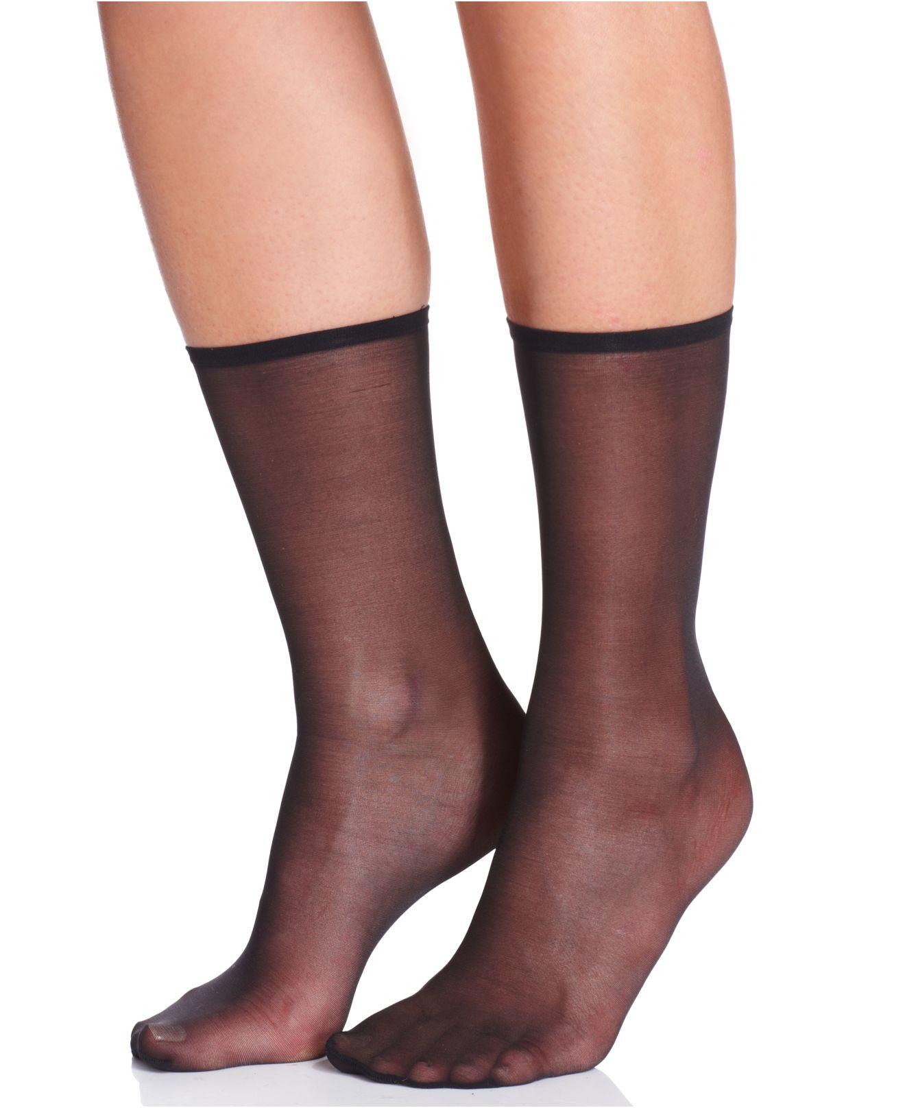 Lyst Hue Sheer Anklet Socks In Black