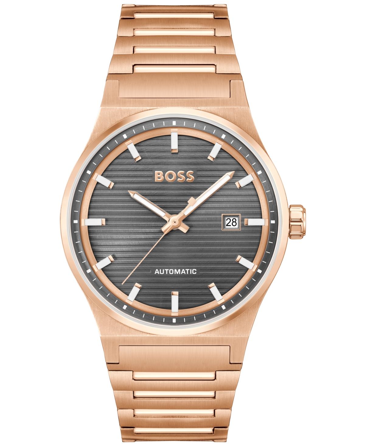 BOSS Candor Auto Mech-automatic Ionic Plated Rose Gold Steel Watch 41mm ...