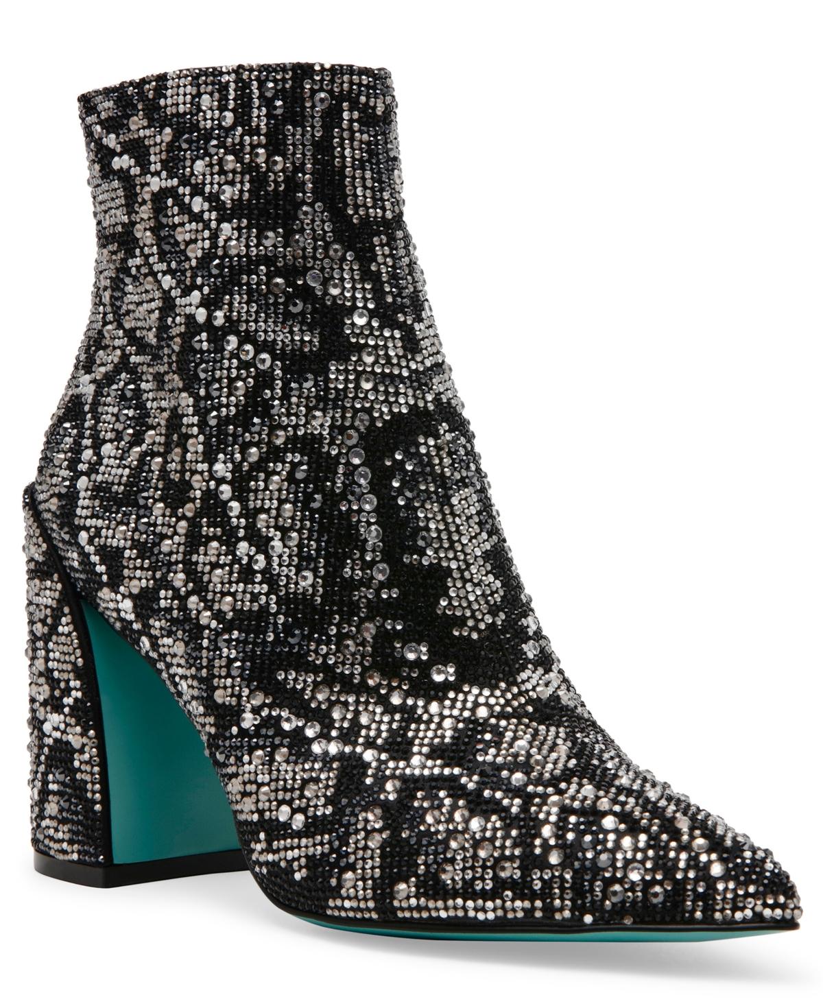 Betsey Johnson Kris Rhinestone Booties in Black | Lyst