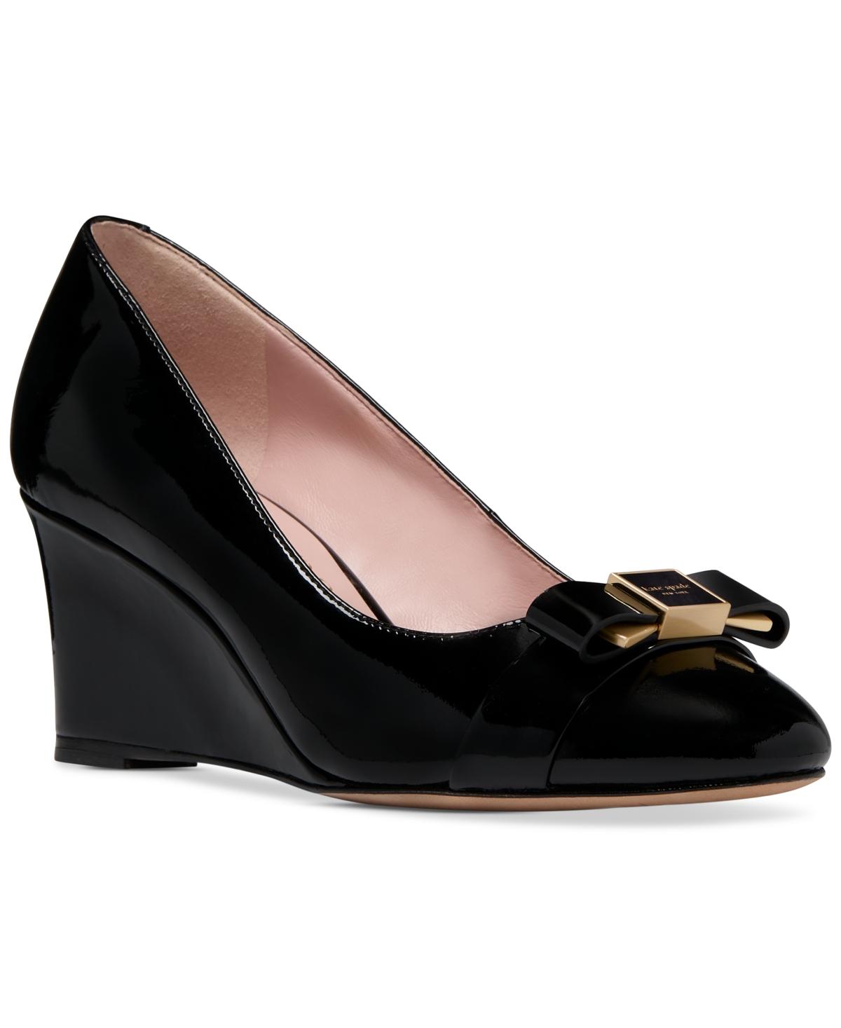 Kate Spade Bowdie Wedge Pumps in Black | Lyst