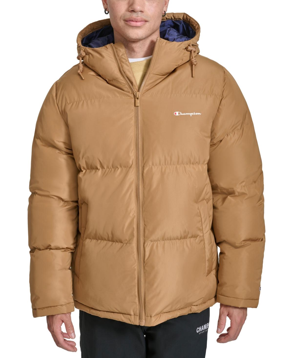 Champion Quilted Full-zip Hooded Puffer Jacket in Brown for Men | Lyst
