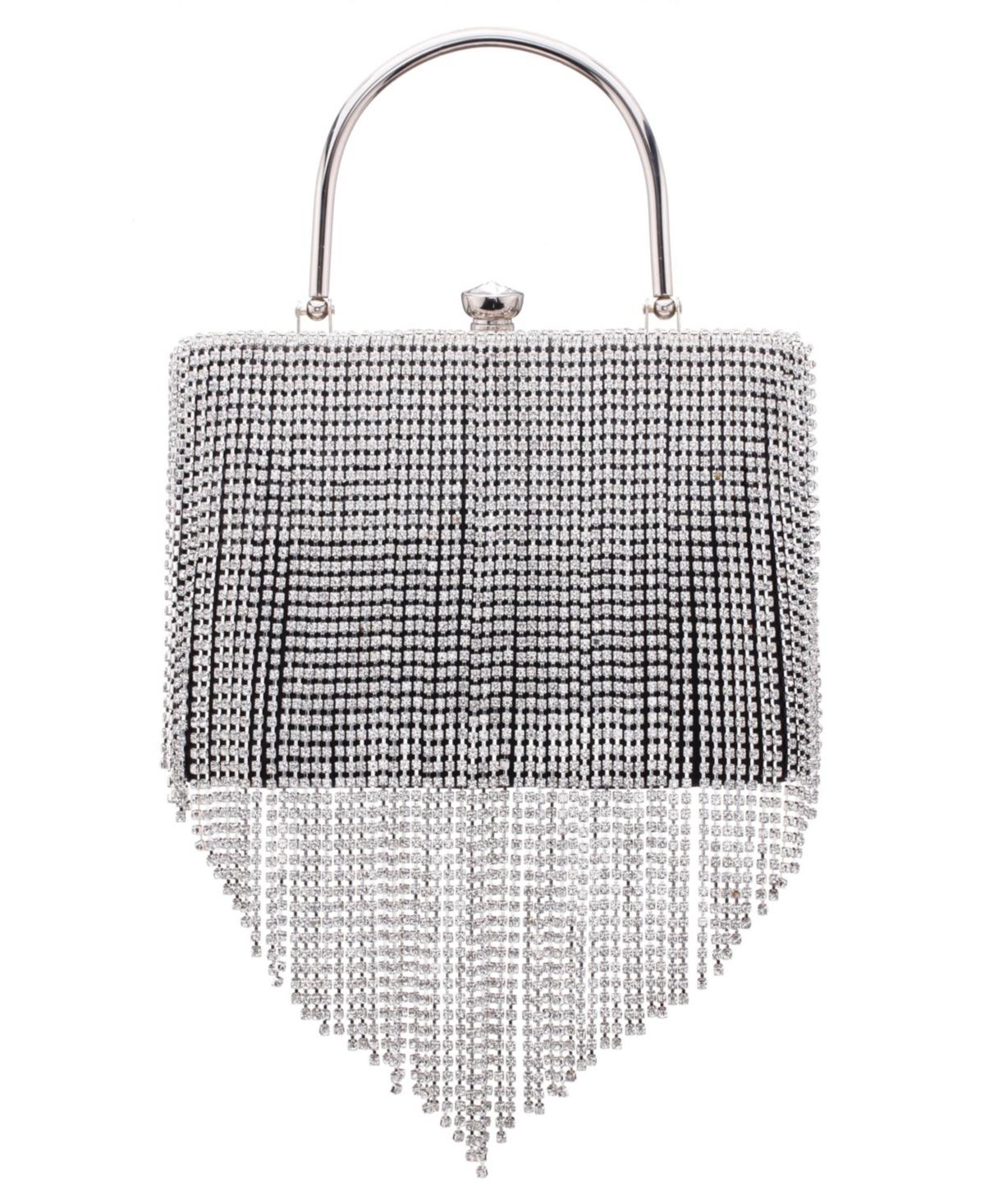 Nina Crystal Chain Cascade Fringe Satchel Bag in White | Lyst