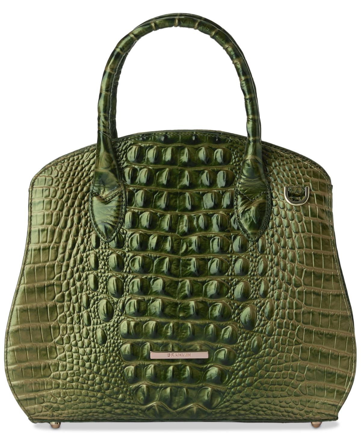 Brahmin Rosetta Melbourne Medium Leather Satchel in Green | Lyst