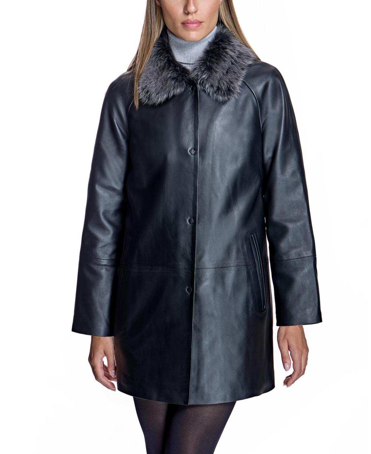 Julia & Stella By Maximilian Leather Jacket With Shearling Collar in ...