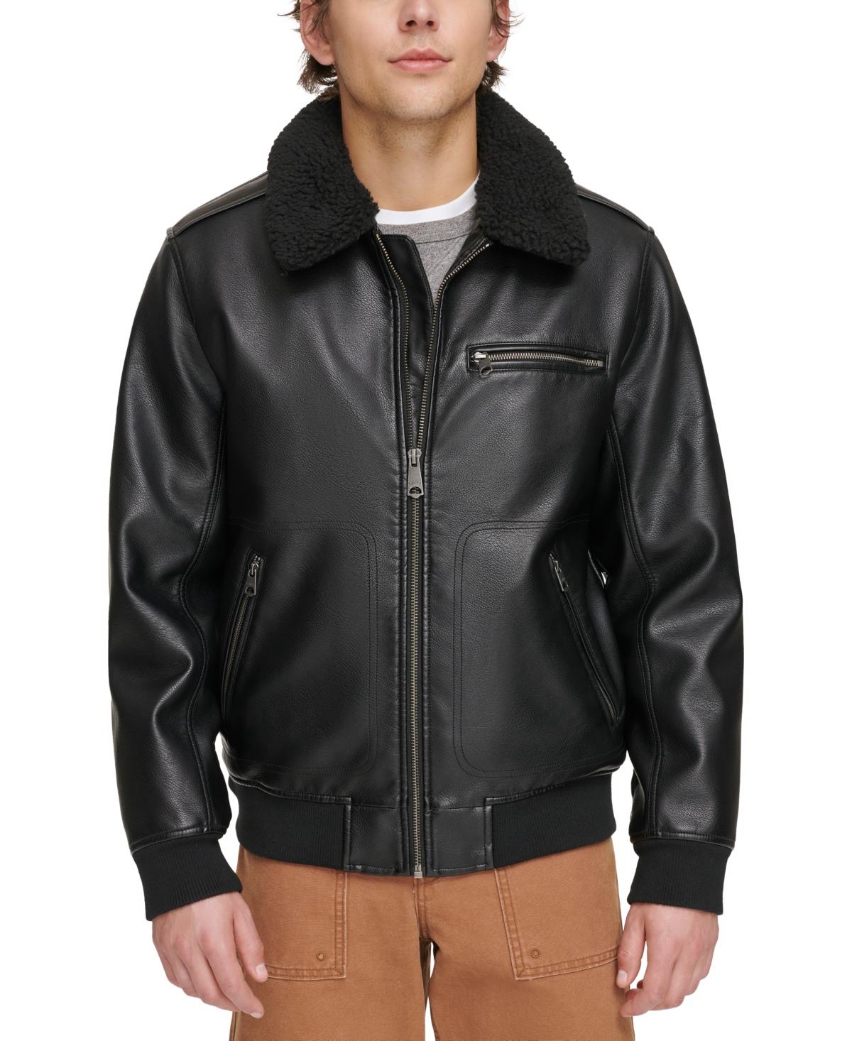 Levi's Sherpa Collar Faux Leather Bomber Jacket in Black for Men | Lyst