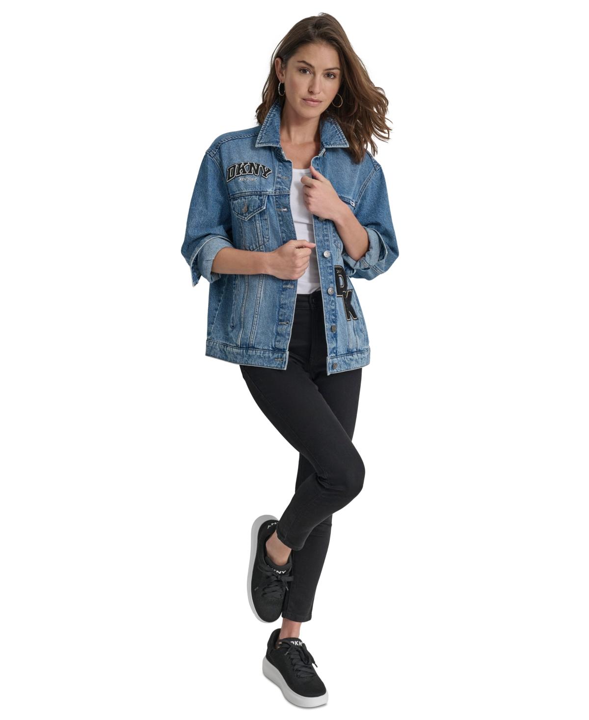 DKNY Cotton Oversized Varsity Jacket in Blue | Lyst DKNY Cotton Oversized Varsity Jacket in Blue | Lyst