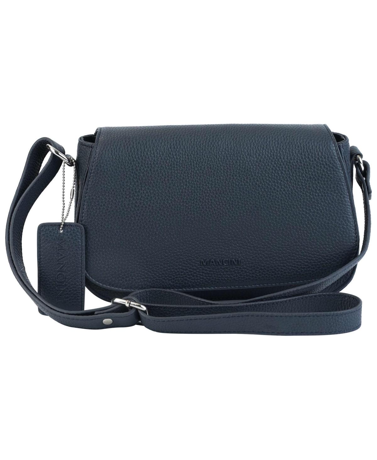 Mancini Pebbled Isabella Leather Crossbody Handbag in Blue | Lyst