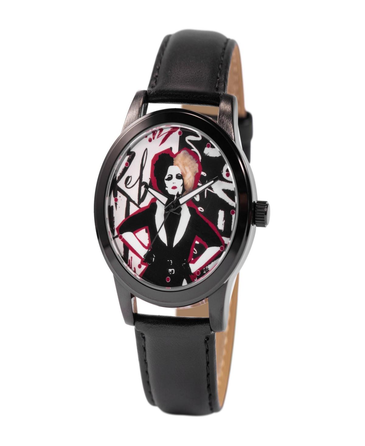ewatchfactory Disney Cruella Alloy Leather Strap Watch 38mm in Black | Lyst