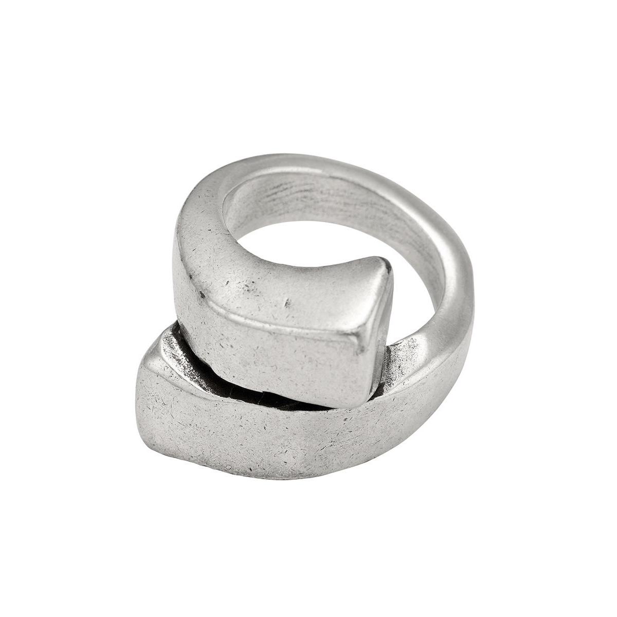 Uno De 50 Sterling Spiral Shape Metal Clad Ring in Metallic | Lyst