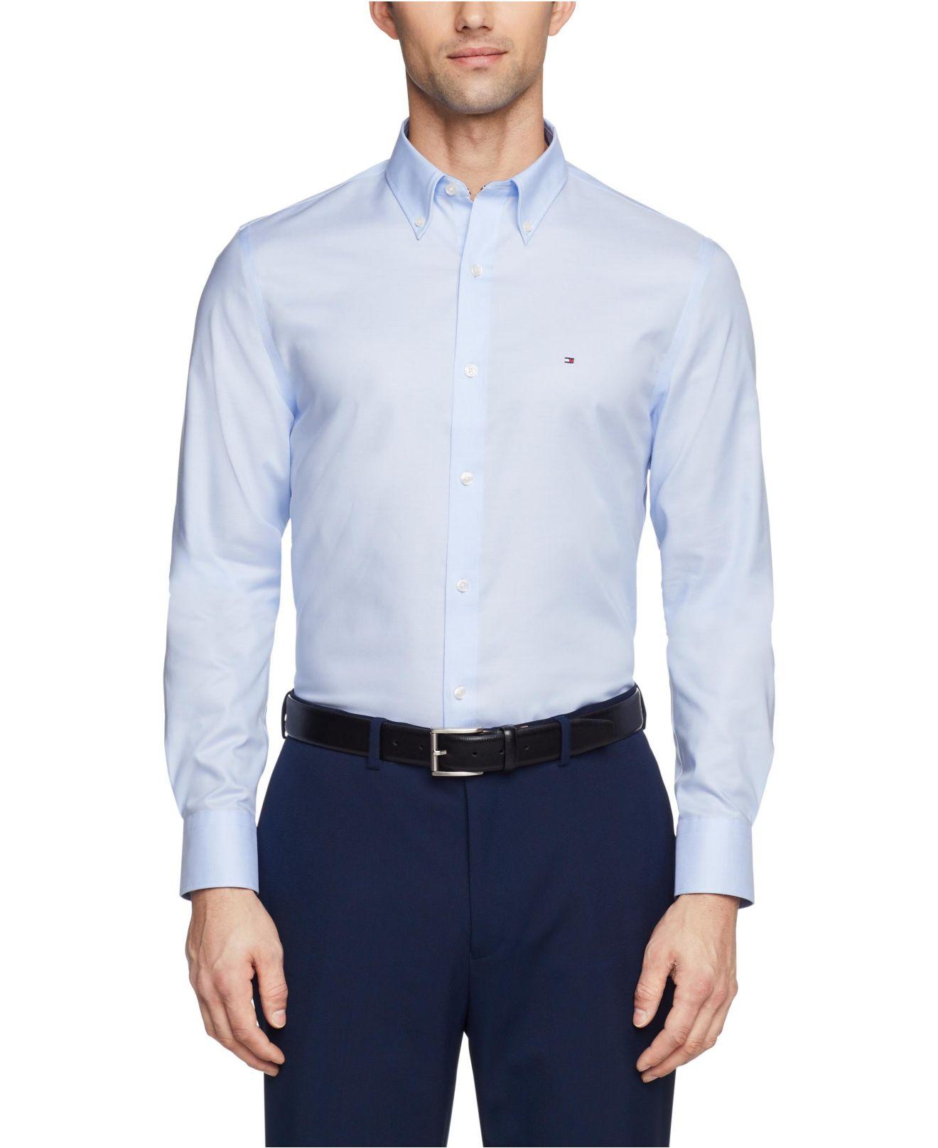 Tommy Hilfiger Th Flex Slim Fit Wrinkle Free Stretch Pinpoint Oxford