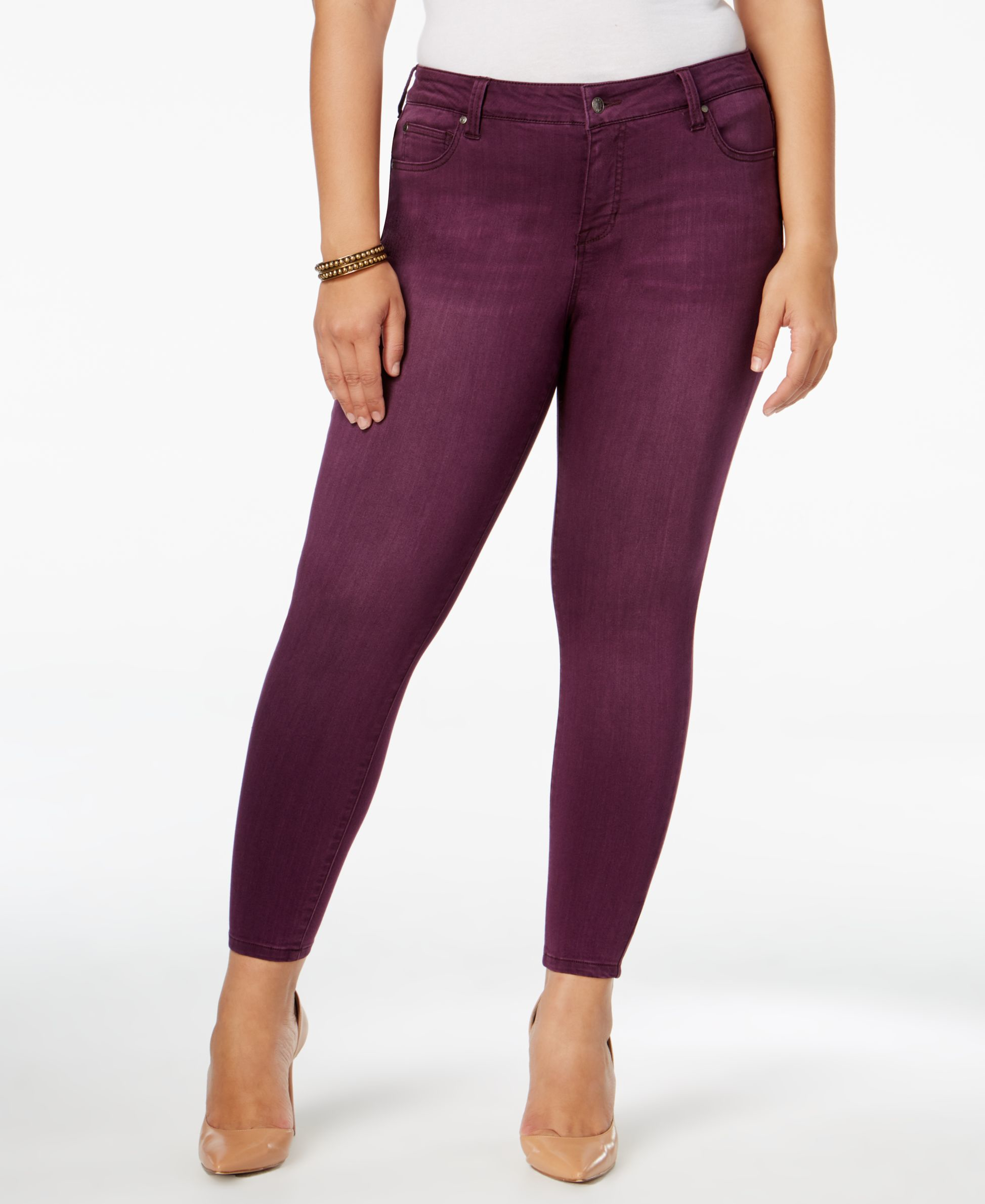 Celebrity pink Trendy Plus Size Colored Wash Jeans in Purple (Purple ...