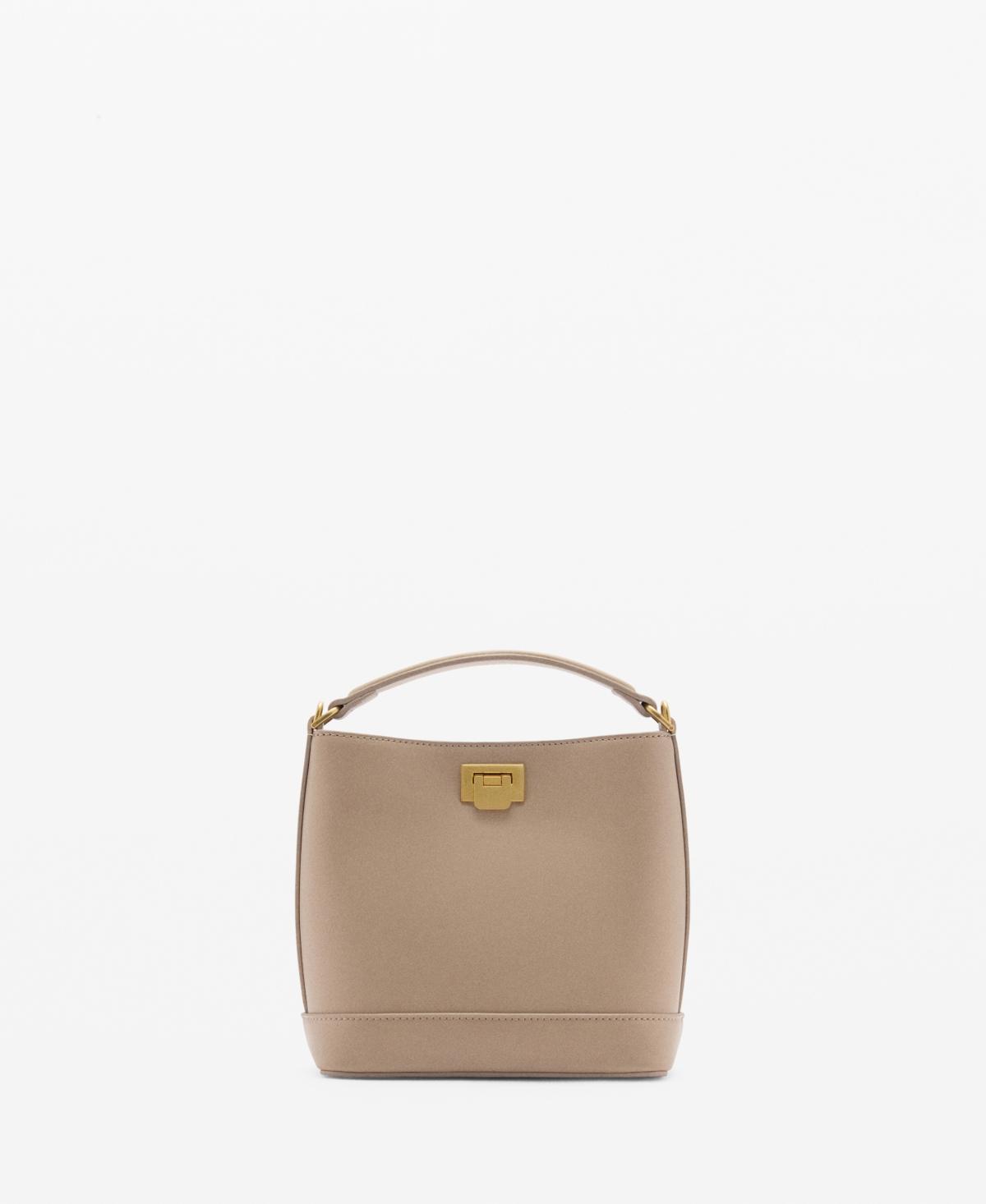 Mango Rear Padlock Mini-shopper Bag in Natural | Lyst