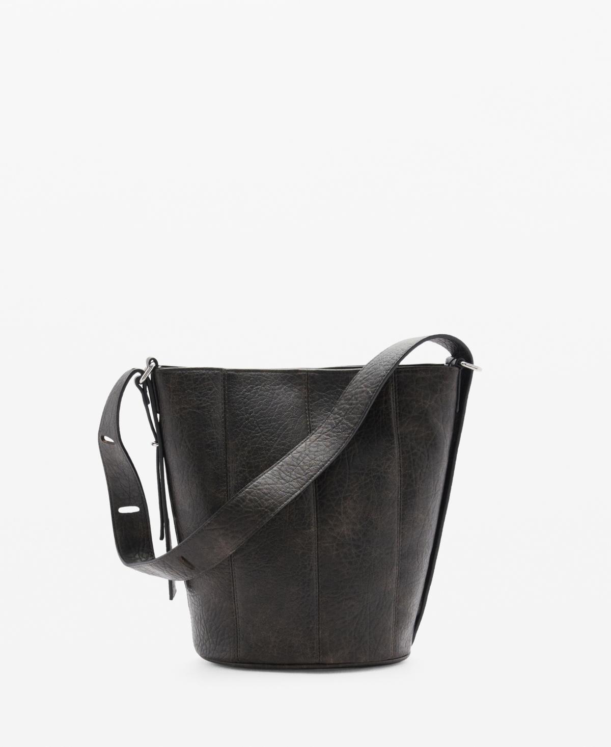 Mango Leather Effect Bucket Bag in Black | Lyst