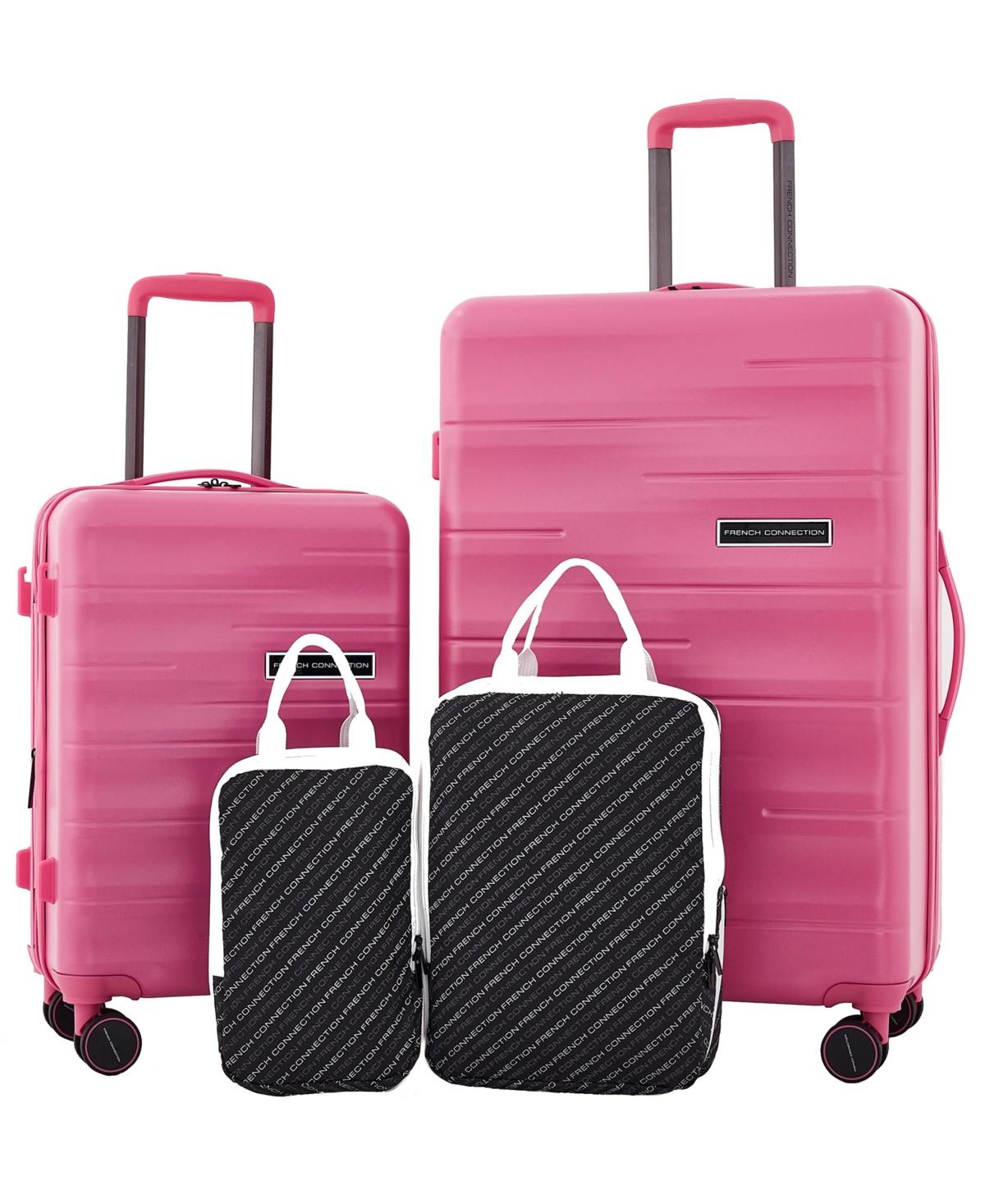 French Connection 4pc Expandable Rolling Hardside luggage Set in Pink ...