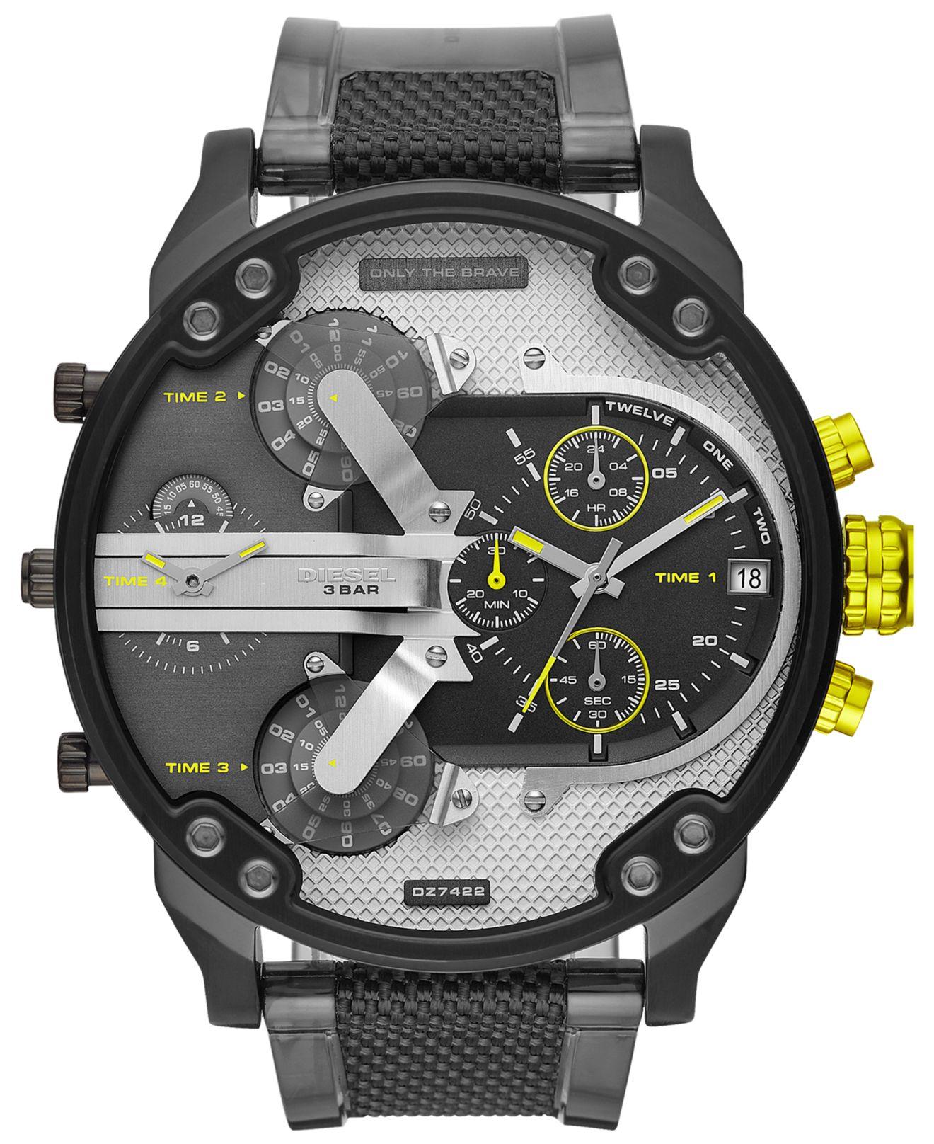 DIESEL Synthetic Chronograph Mr. Daddy 2.0 Black & Gray Nylon Strap ...