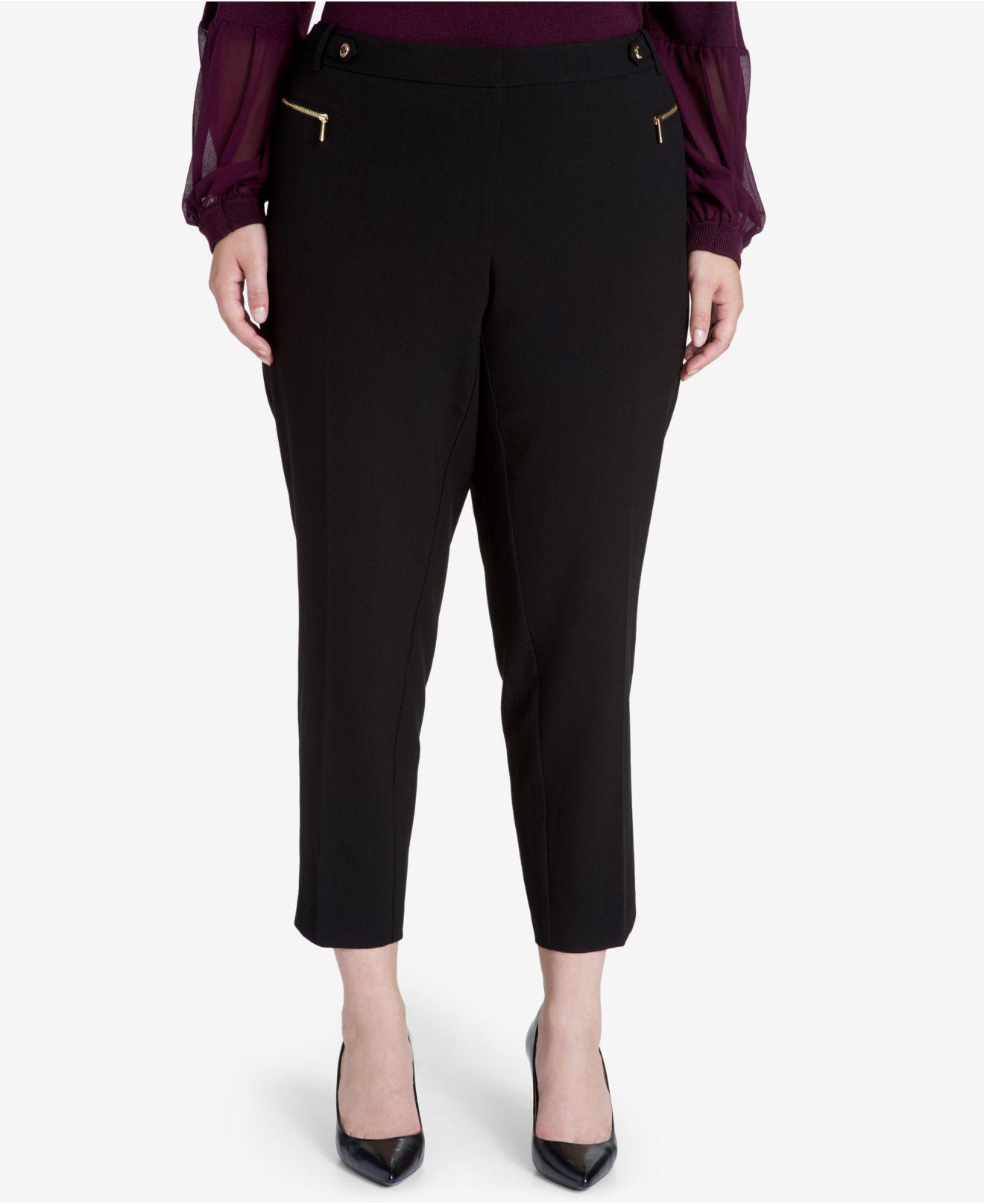 Calvin Klein Synthetic Plus Size Straight-leg Ankle Pants in Black - Lyst