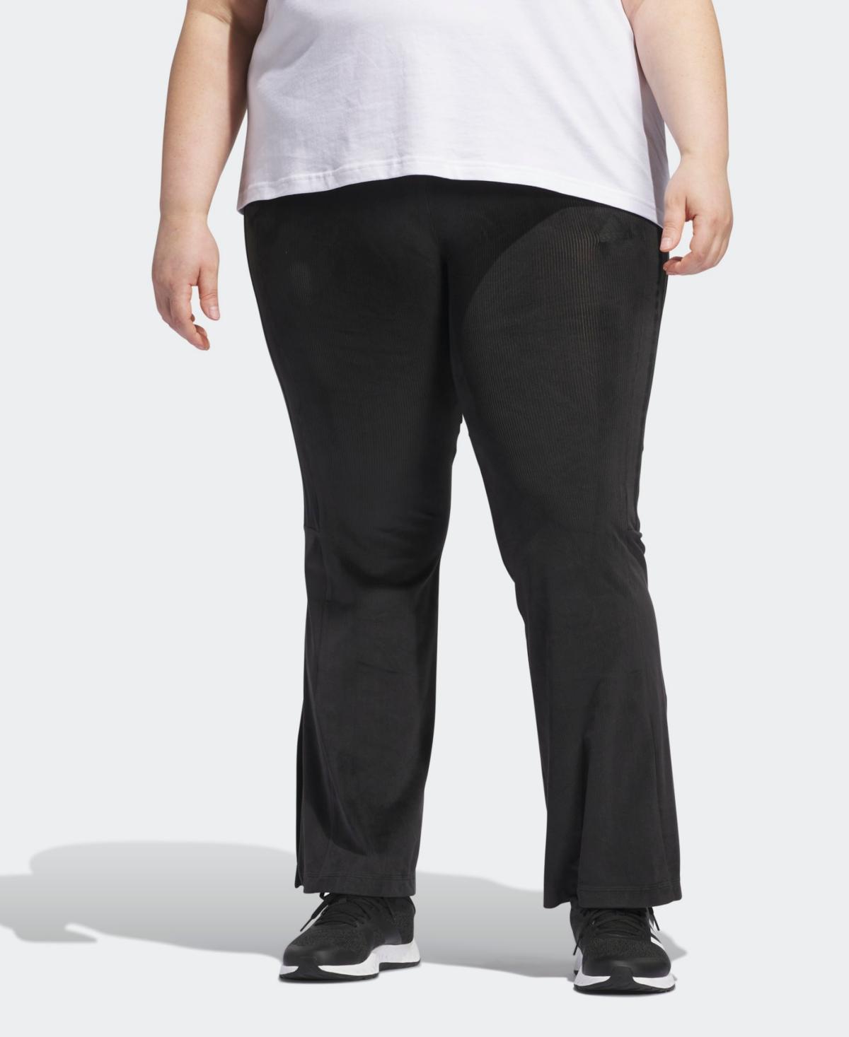 adidas Plus Size Tiro 3-stripes Stretch Velour Flared leggings Pants in ...