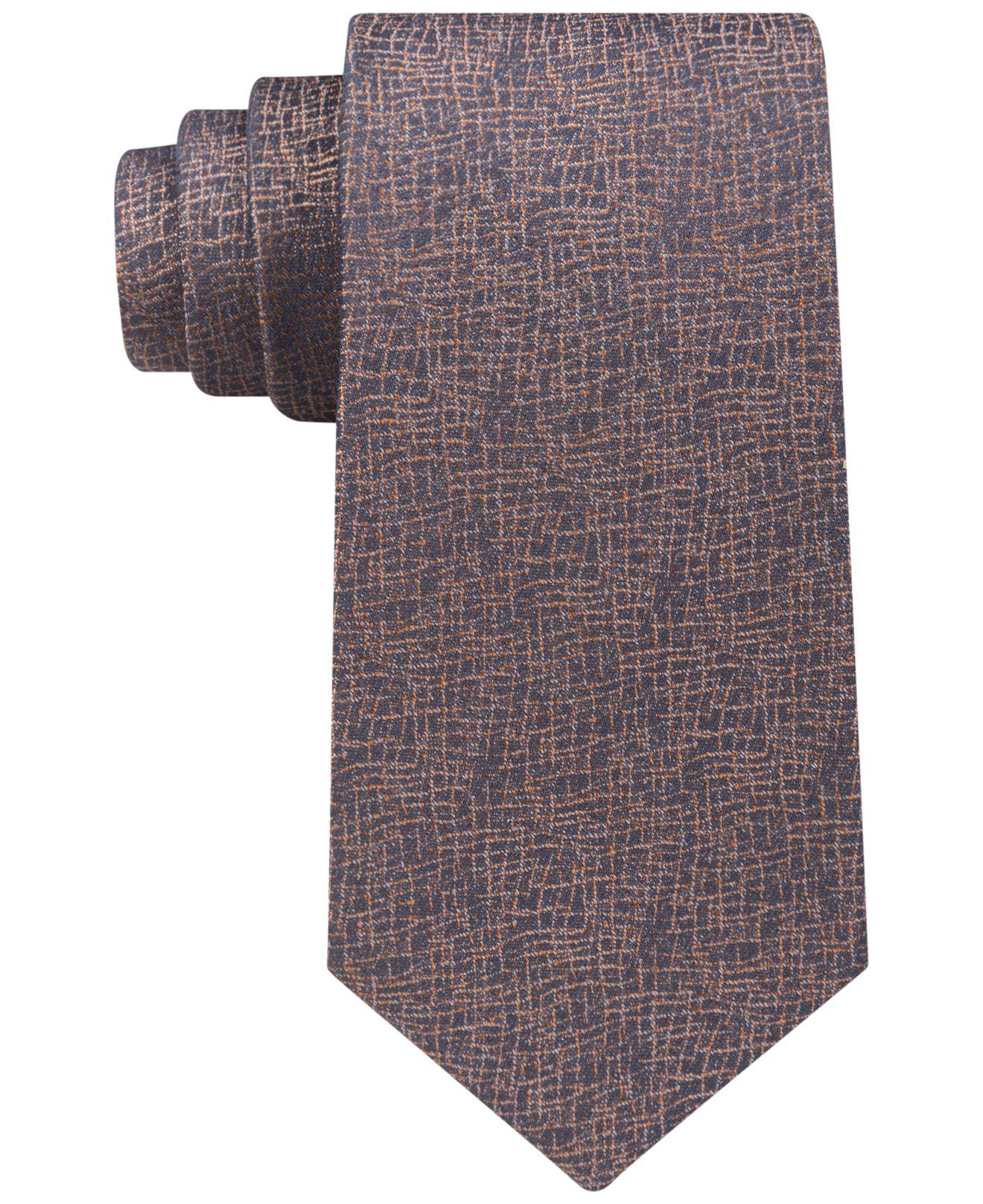 Calvin Klein Men's Rose Gold Abstract Silk Tie for Men - Lyst