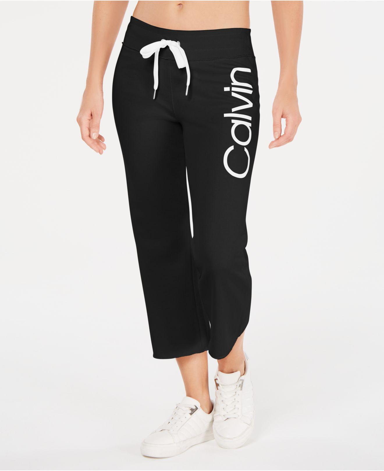 Calvin Klein Performance Logo Cropped Sweatpants In Black Lyst