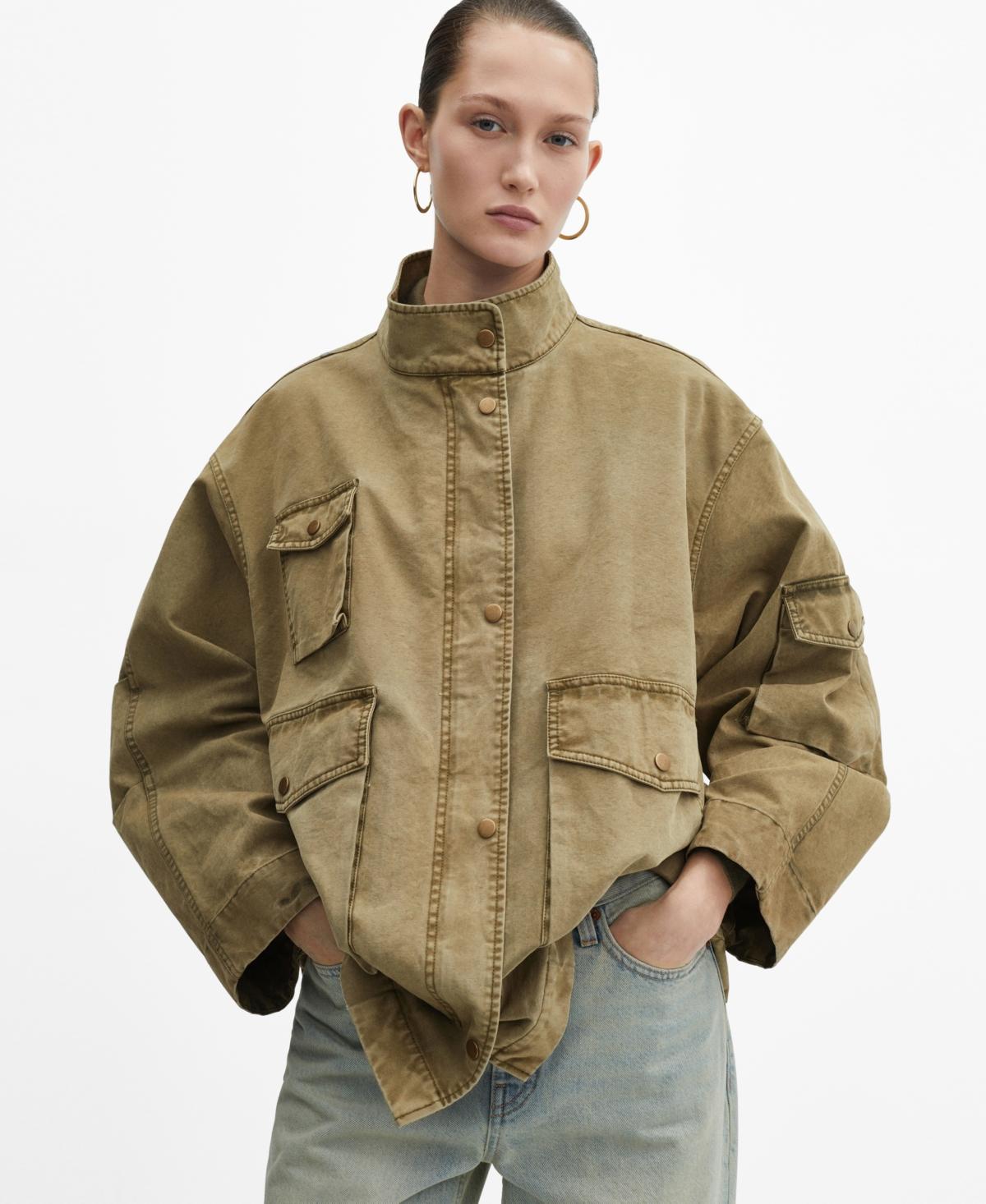 Mango Worn-effect Parka in Green | Lyst